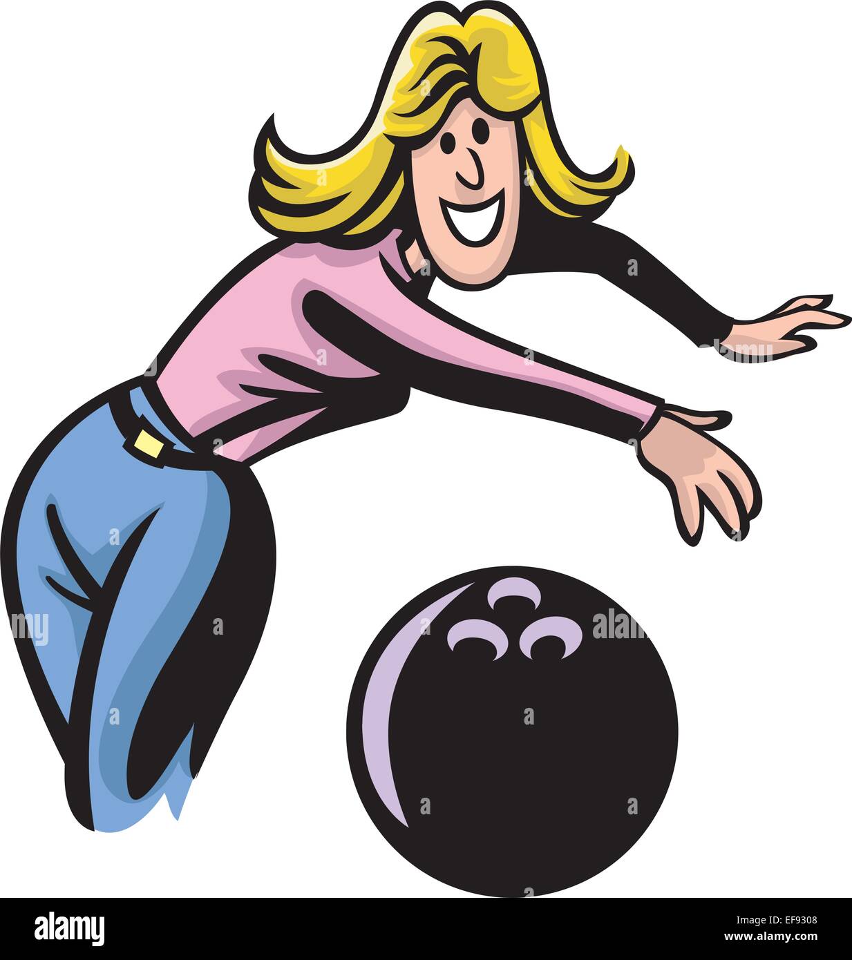 Girl Bowling Cartoon