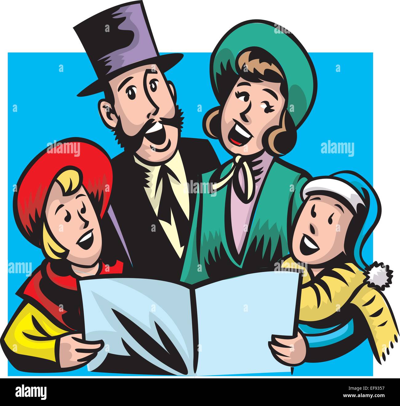 Christmas caroling illustration Stock Vector Images - Alamy