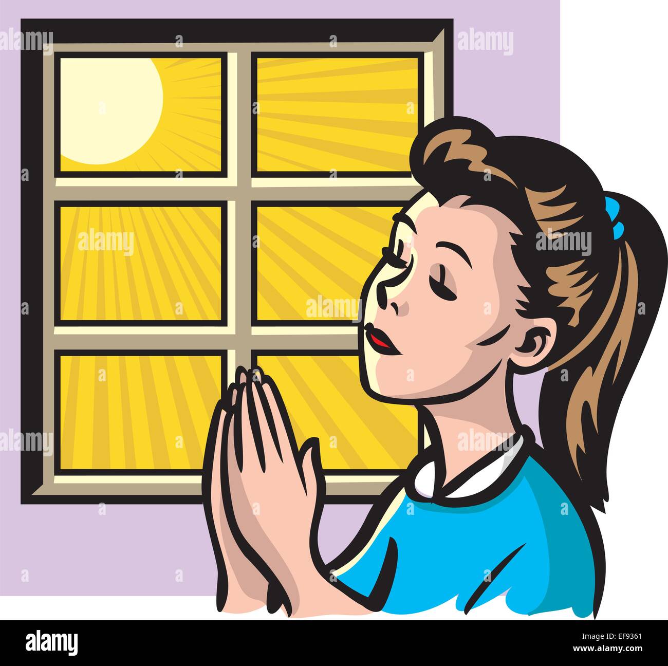 Girl praying sun Stock Vector Images - Alamy