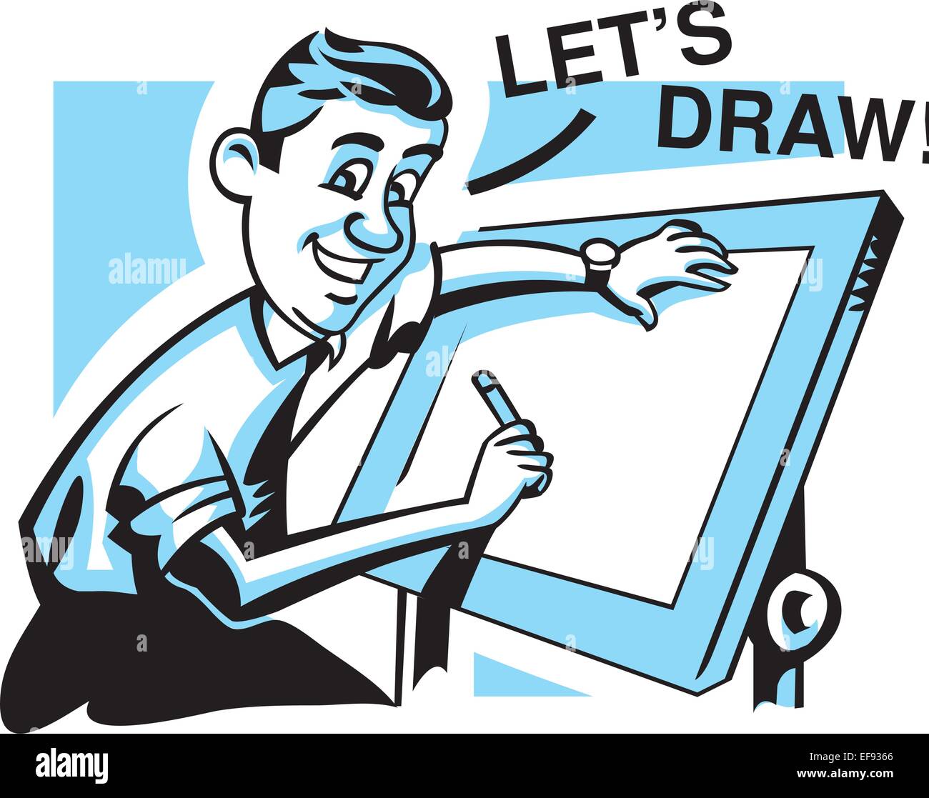 Man Drawing at Drafting Table Stock Vector Image & Art - Alamy