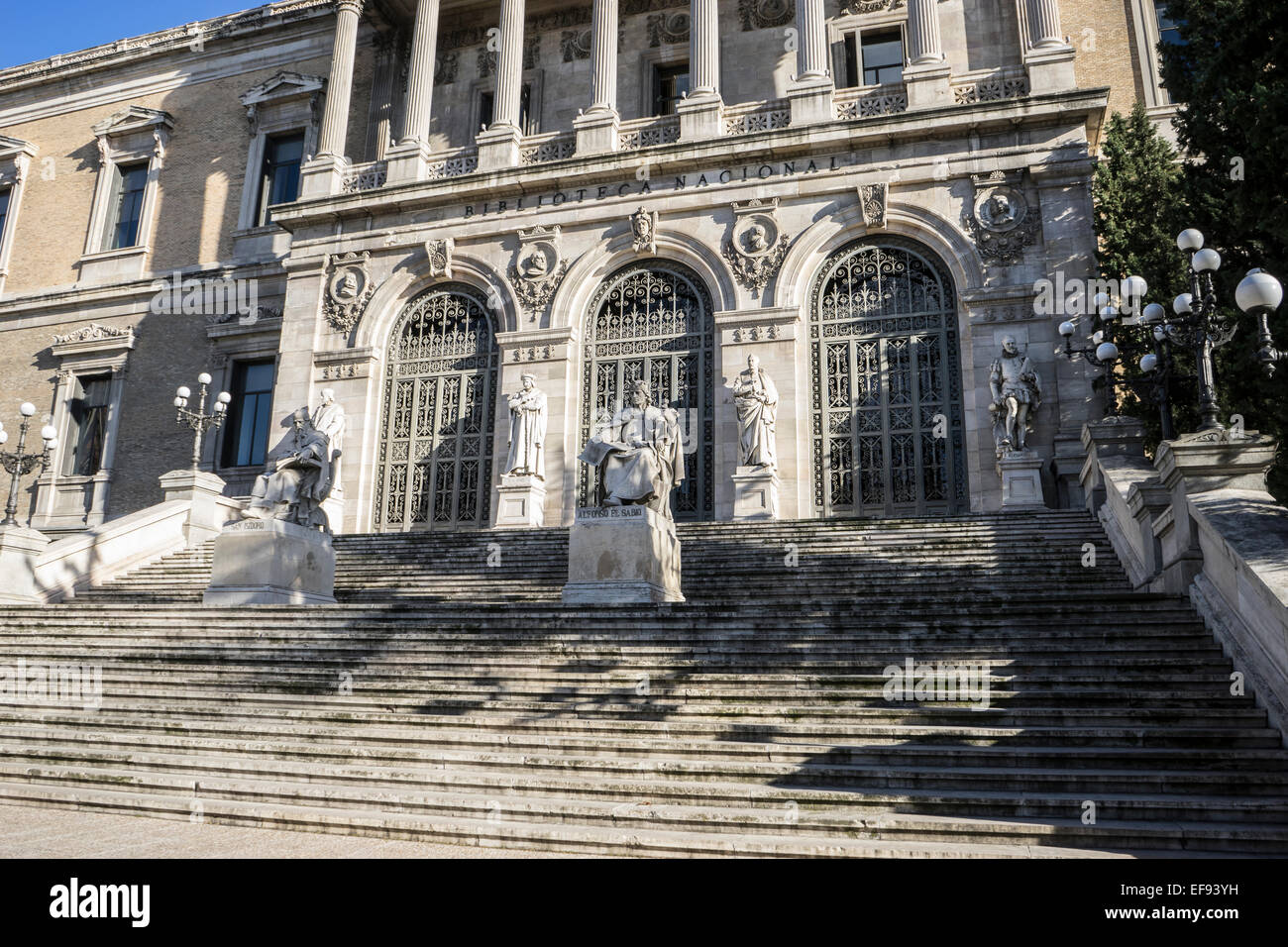 Main entrance, National Library of Madrid, Spain. architecture and art ...