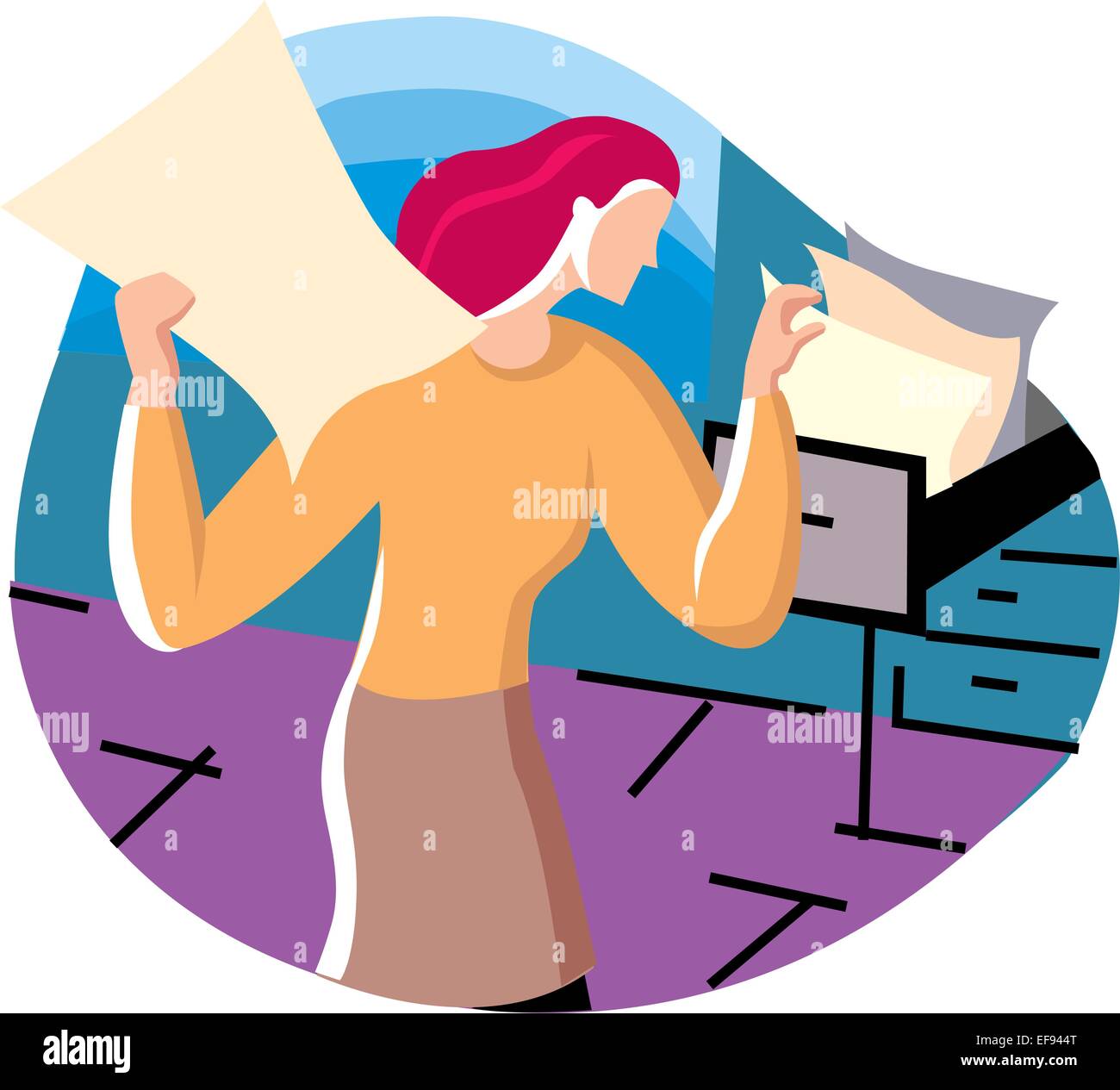 Woman Sorting Files Stock Vector Image & Art - Alamy