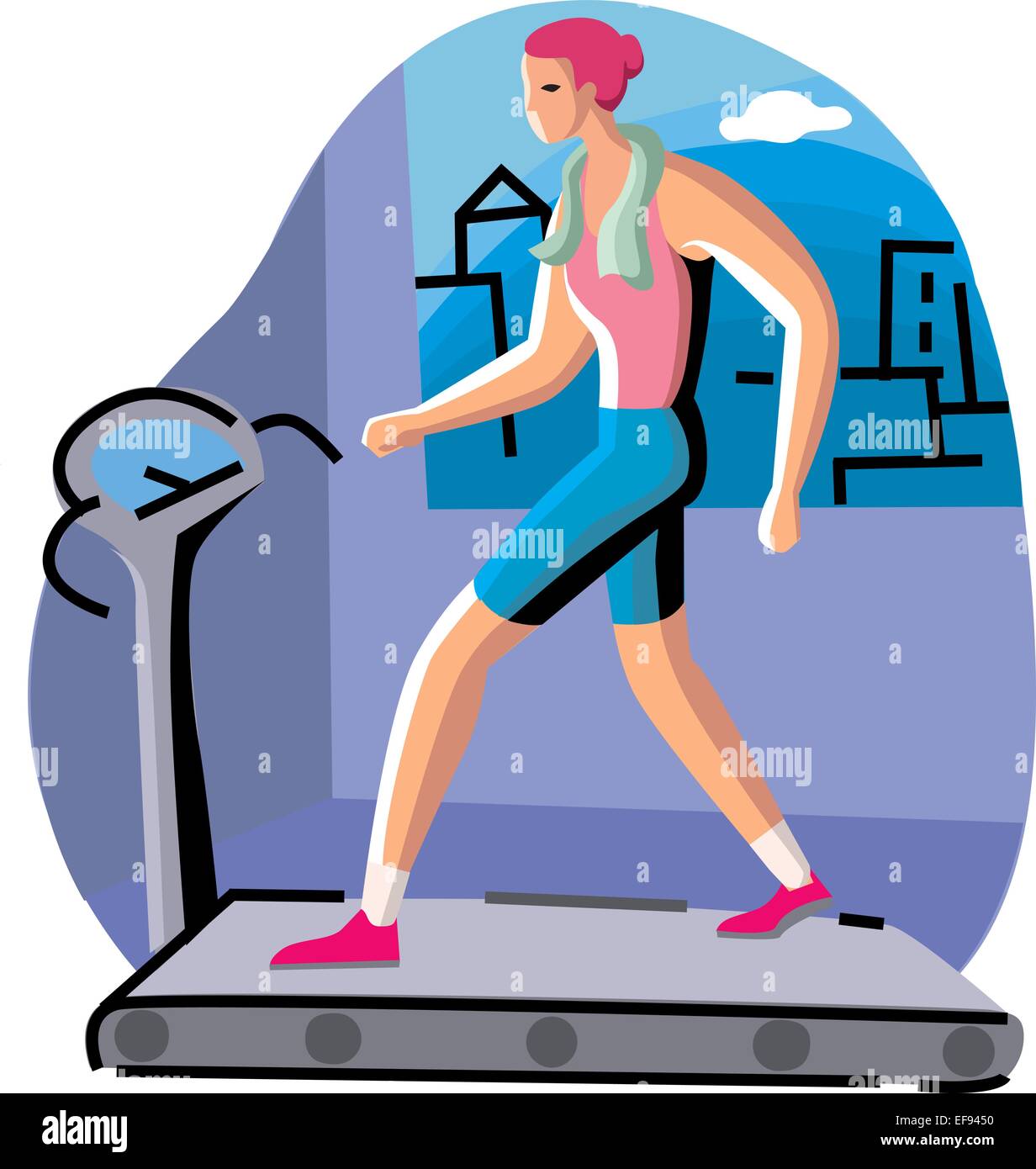 Woman walking on treadmill in Stock Vector Images - Alamy