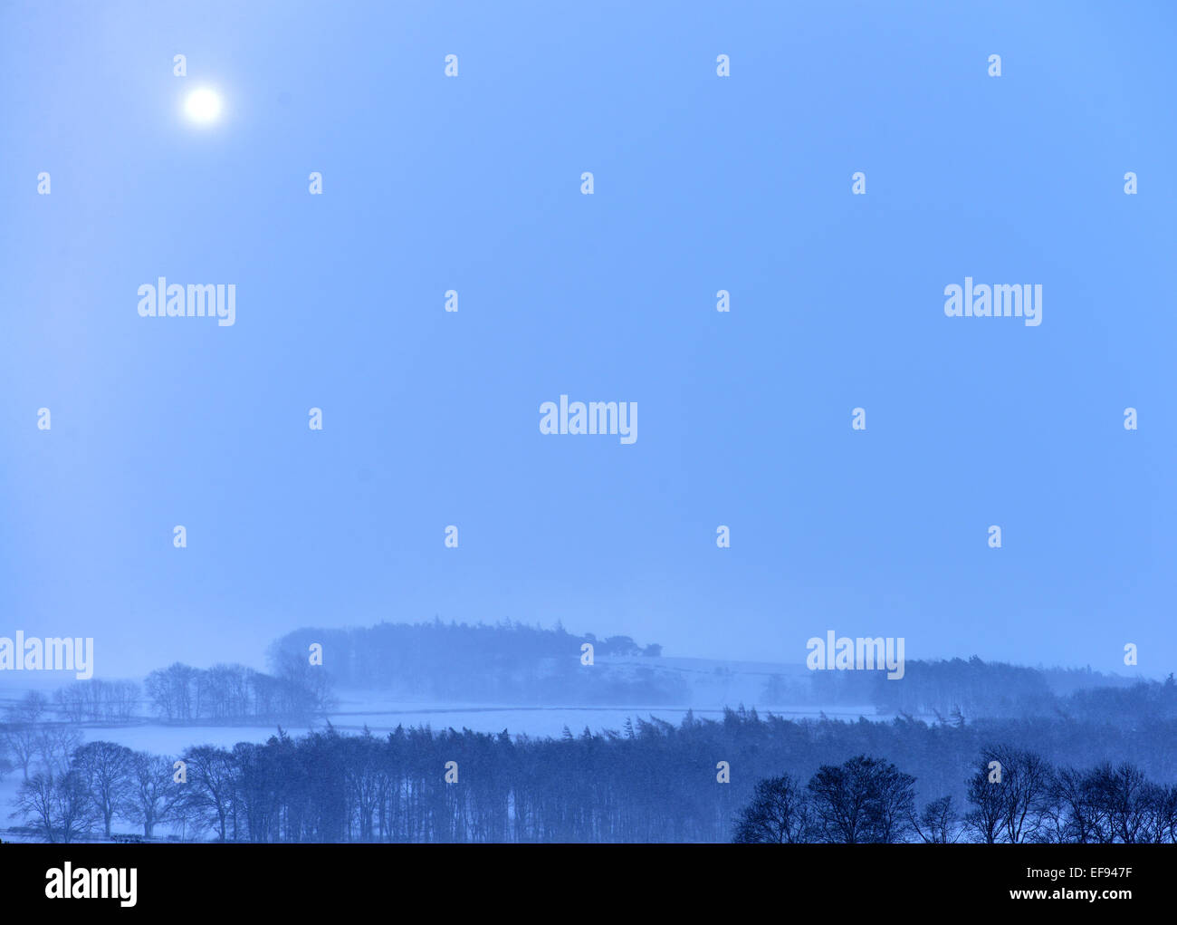 County Durham, UK. 29th January 2015. UK weather. The Sun is almost ...