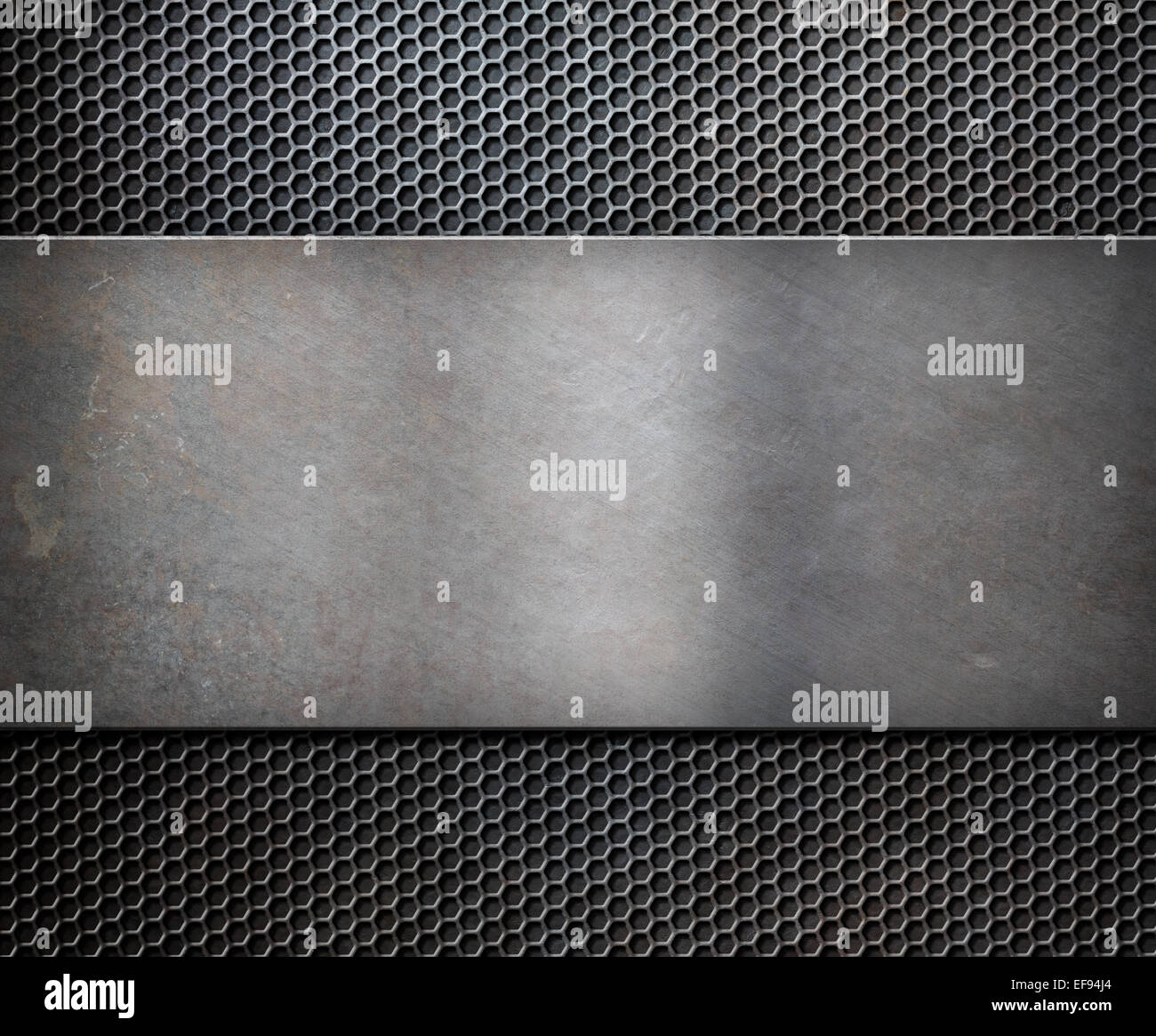 metal rusty plate over grid background Stock Photo - Alamy