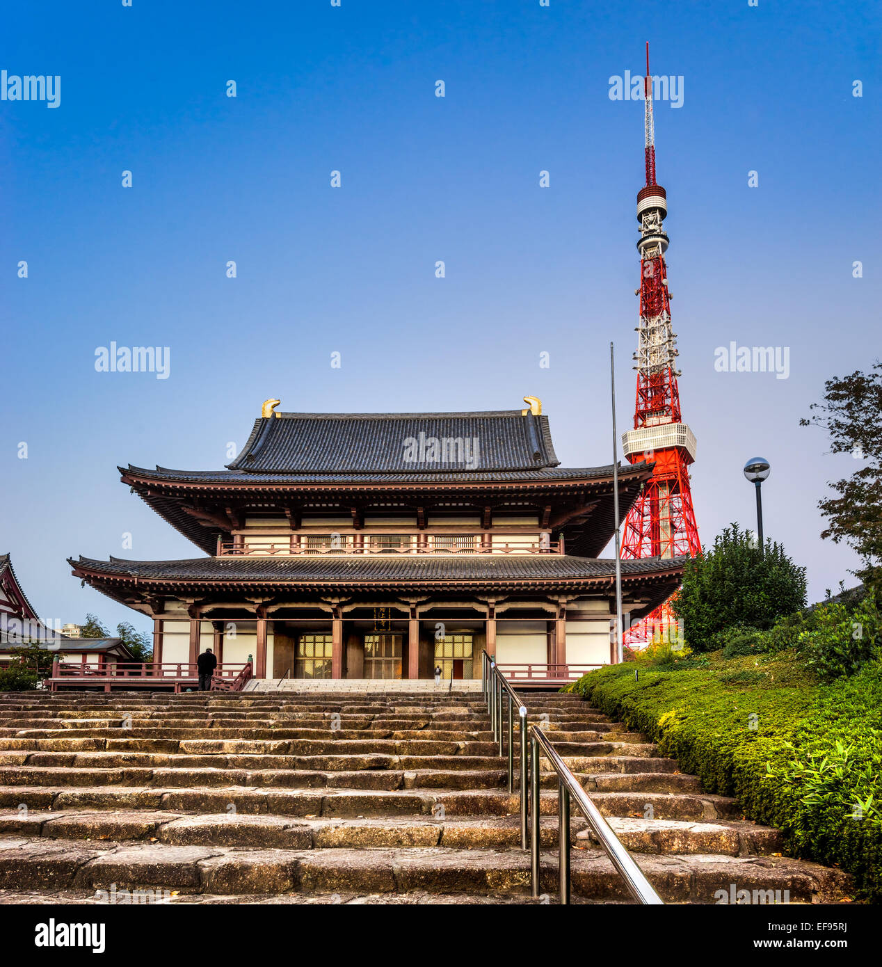 View of Zojo.ji Temple and tokyo Tower, Tokyo, Japan Stock Photo - Alamy