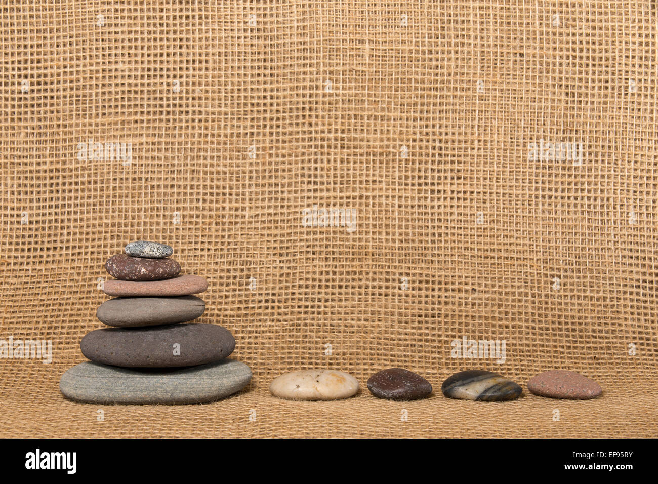 Stone cairn made from a variety of colorful Lake Superior rocks set ...