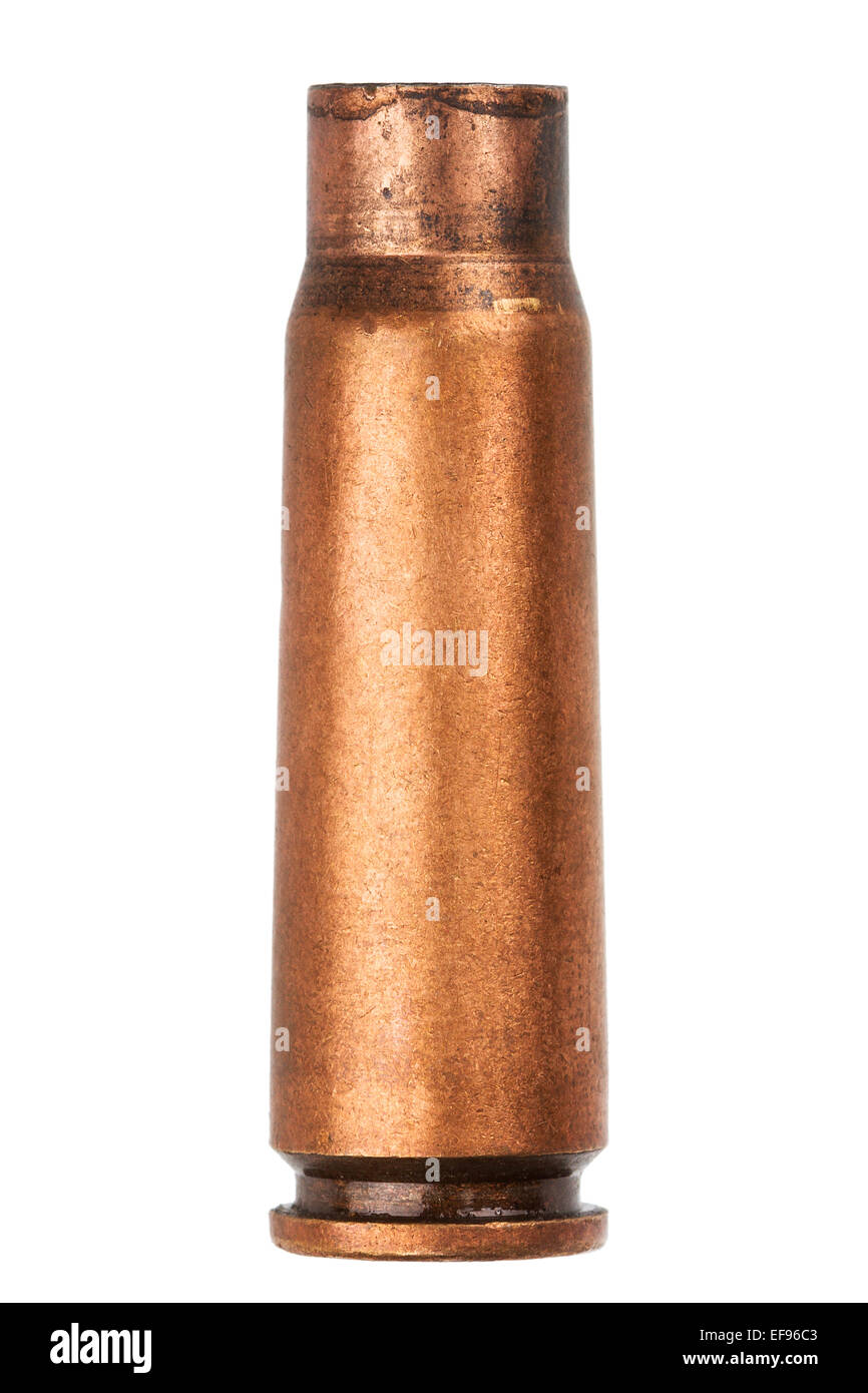 Close up of an empty bullet cartridge cutout on white background Stock ...