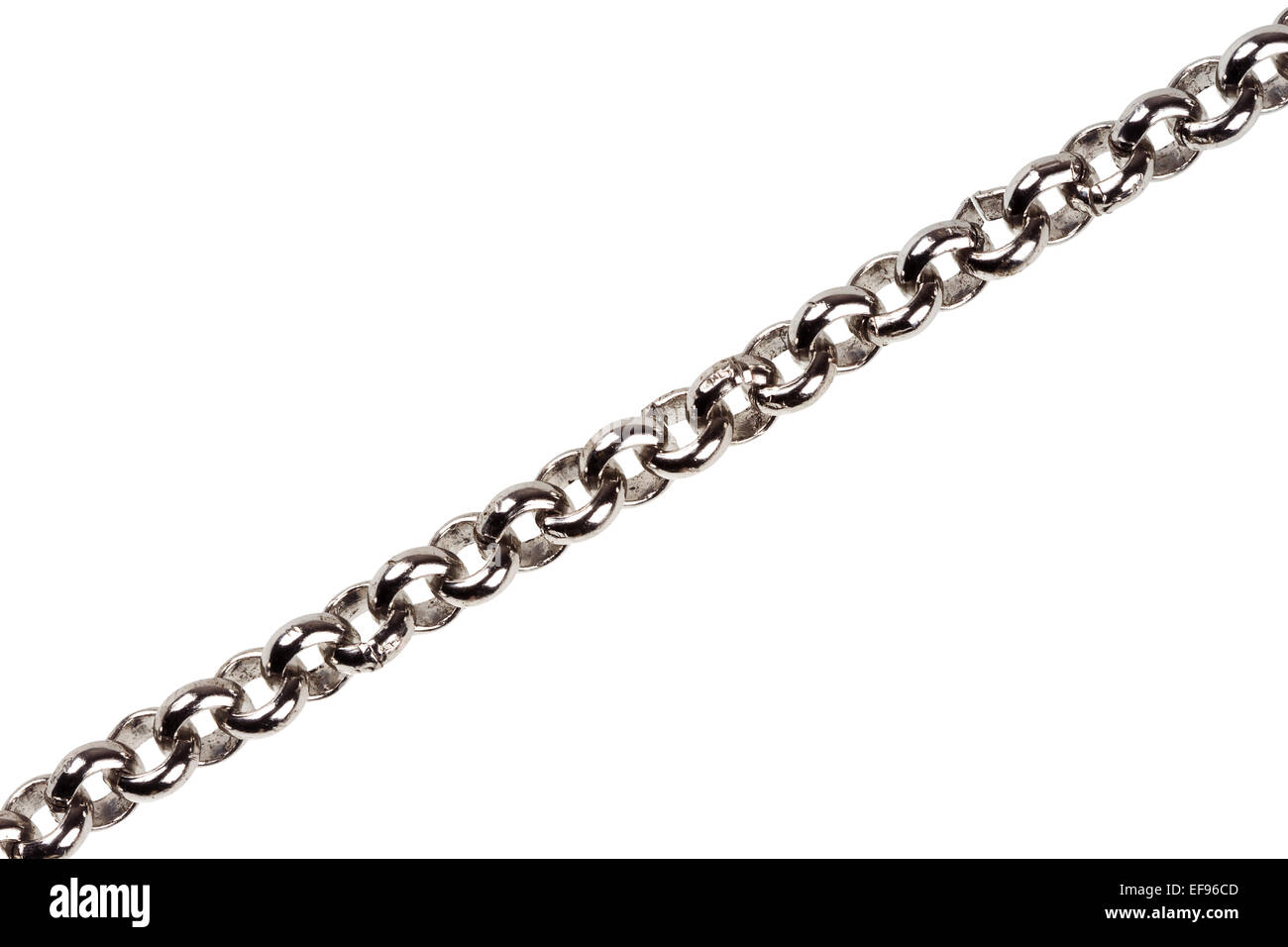 Old silver plated chain detail isolated on white Stock Photo - Alamy