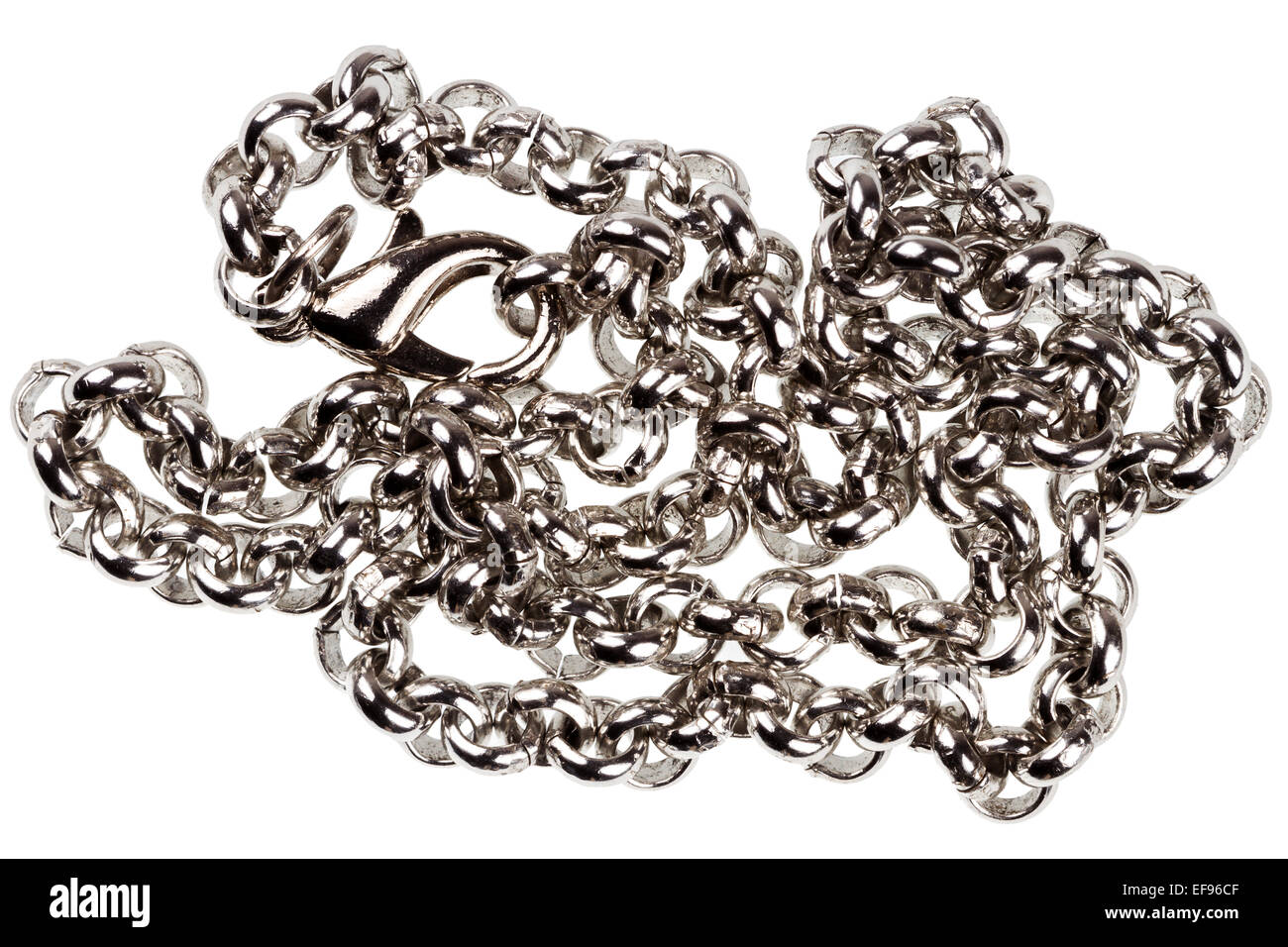 Old silver plated chain isolated on white Stock Photo - Alamy