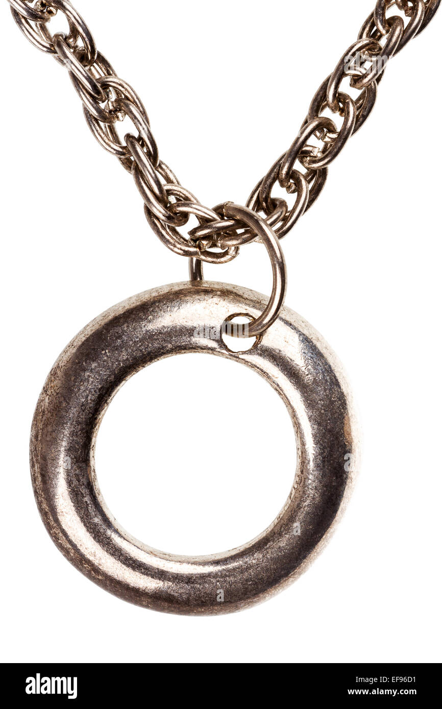 Pendant on silver chain isolated on white background Stock Photo - Alamy