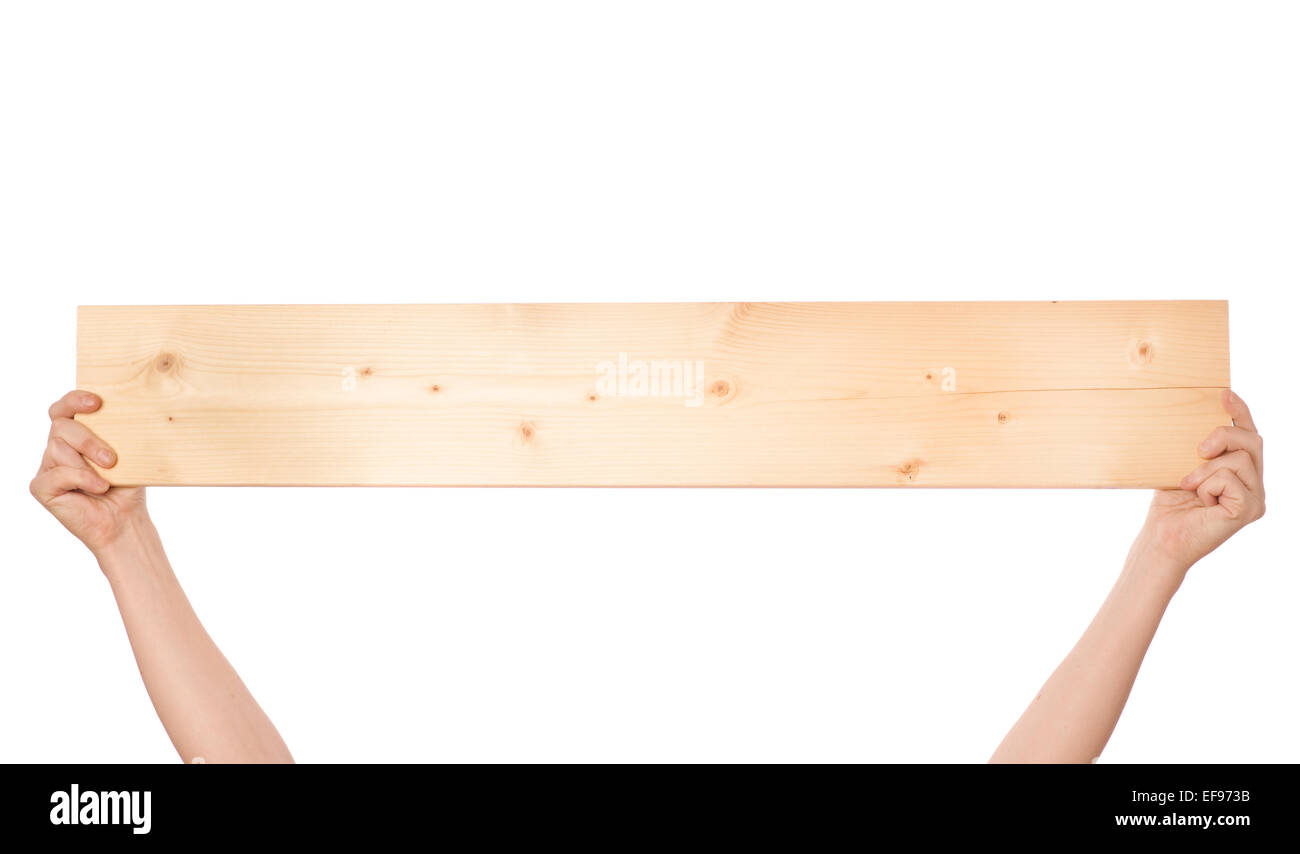 Hands holding wood empty Cut Out Stock Images & Pictures - Alamy