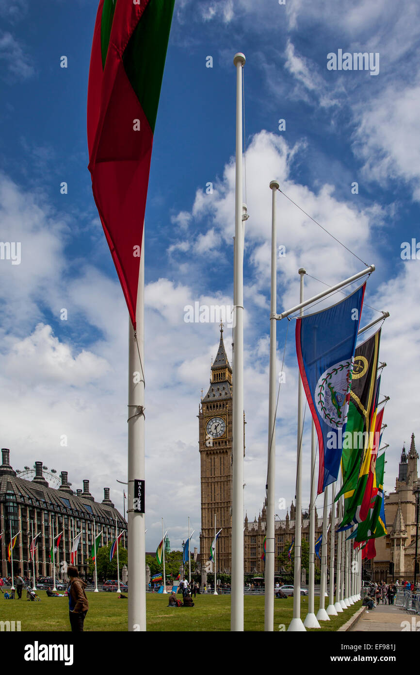 Flags in Parliament Square Stock Photo - Alamy