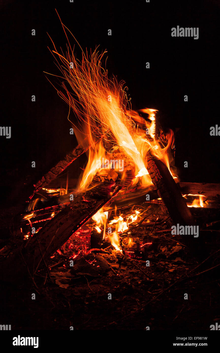 Bonfire at night Stock Photo - Alamy