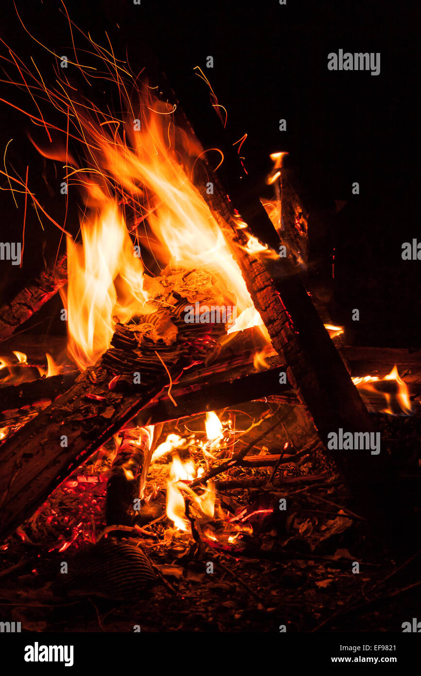 Bonfire at night Stock Photo - Alamy