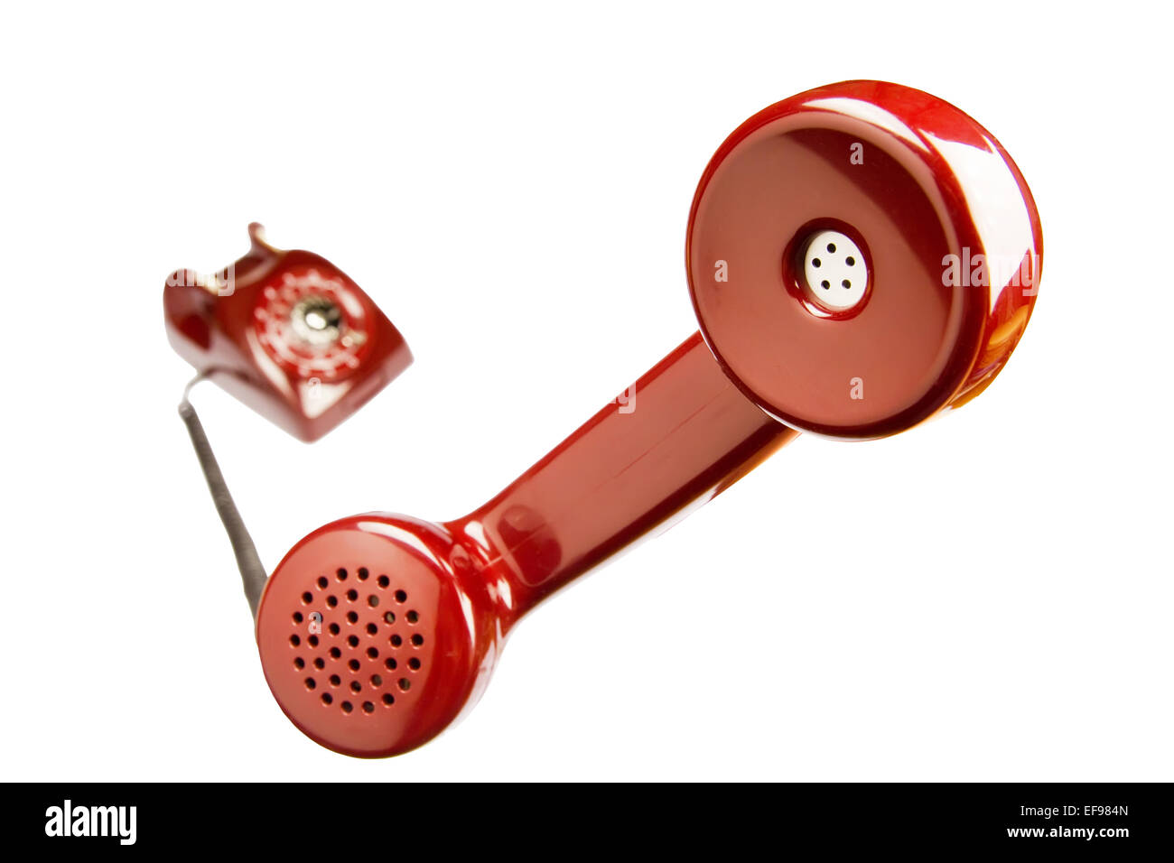 red retro phone isolated on white Stock Photo - Alamy