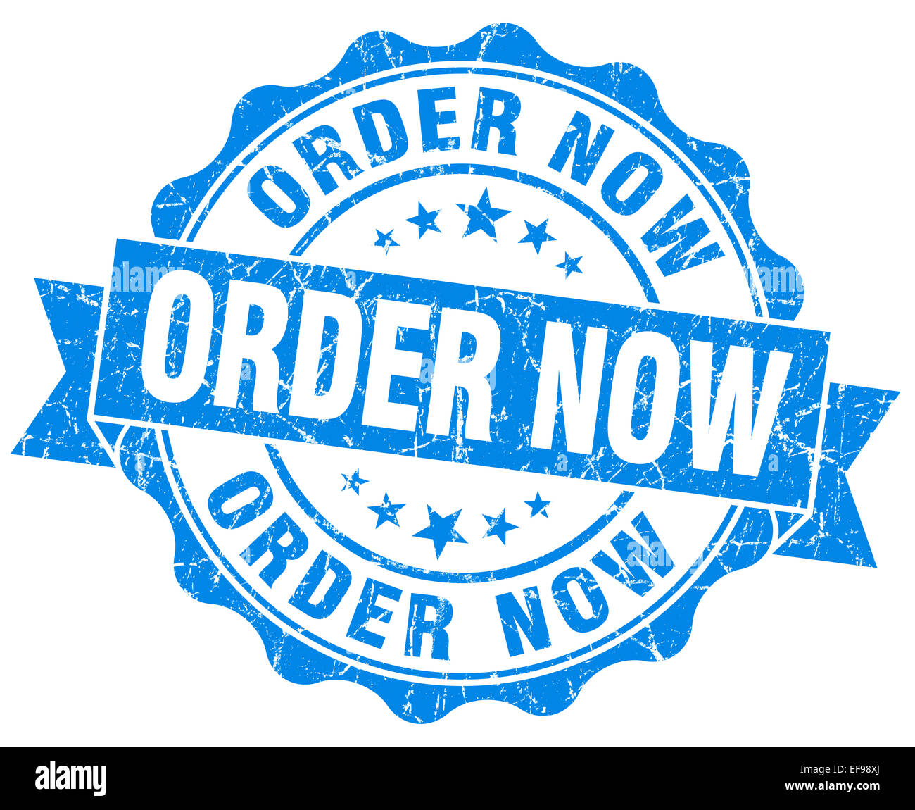 order now blue grunge seal isolated on white Stock Photo - Alamy