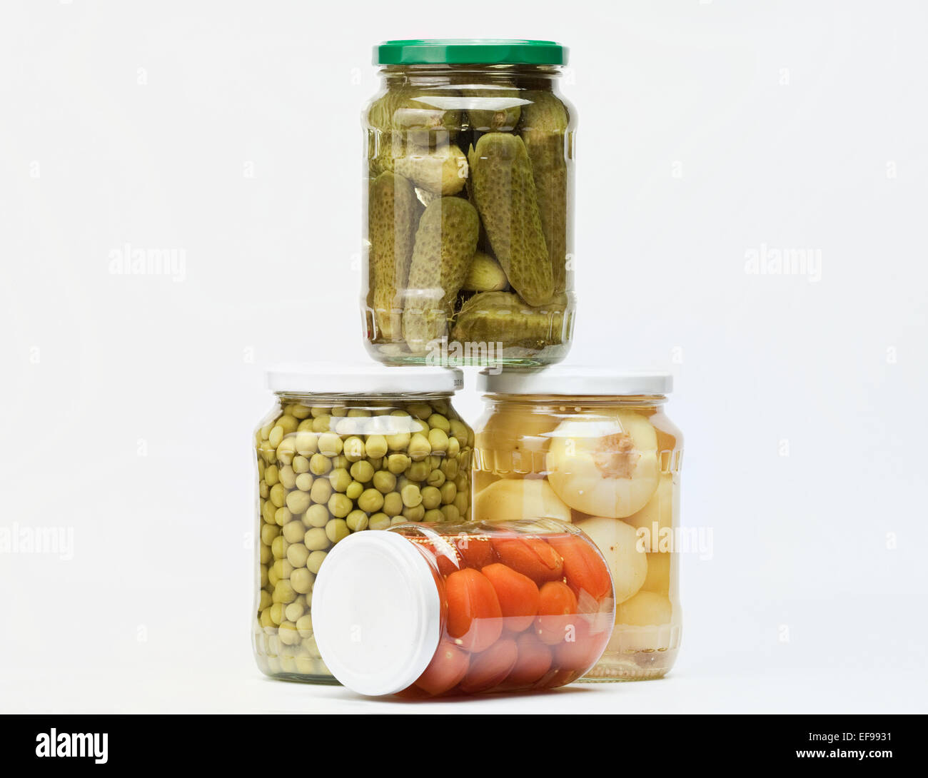 jars of preserved food isolated on white Stock Photo - Alamy