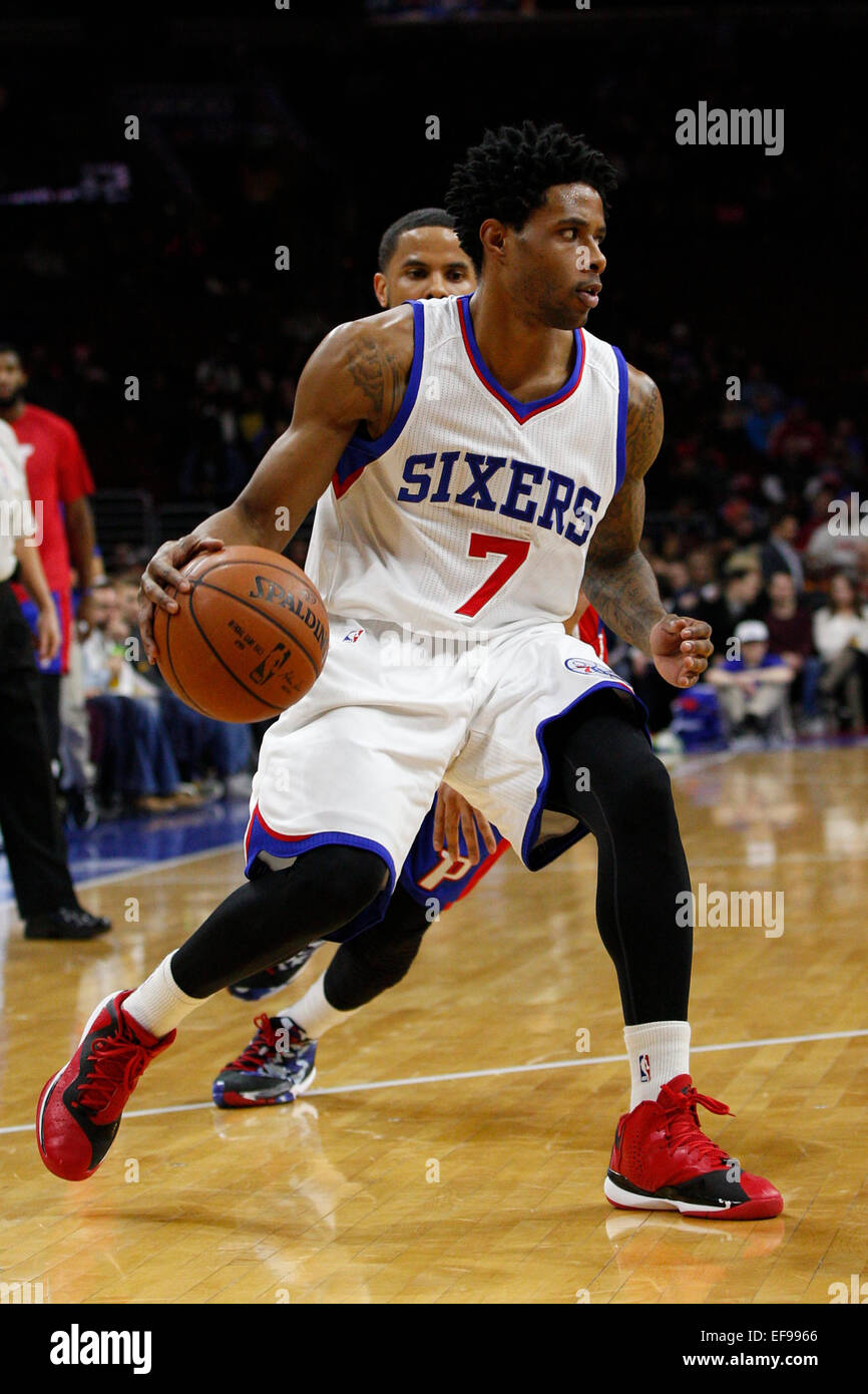 January 28, 2015: Philadelphia 76ers guard Larry Drew II (7) in acton ...