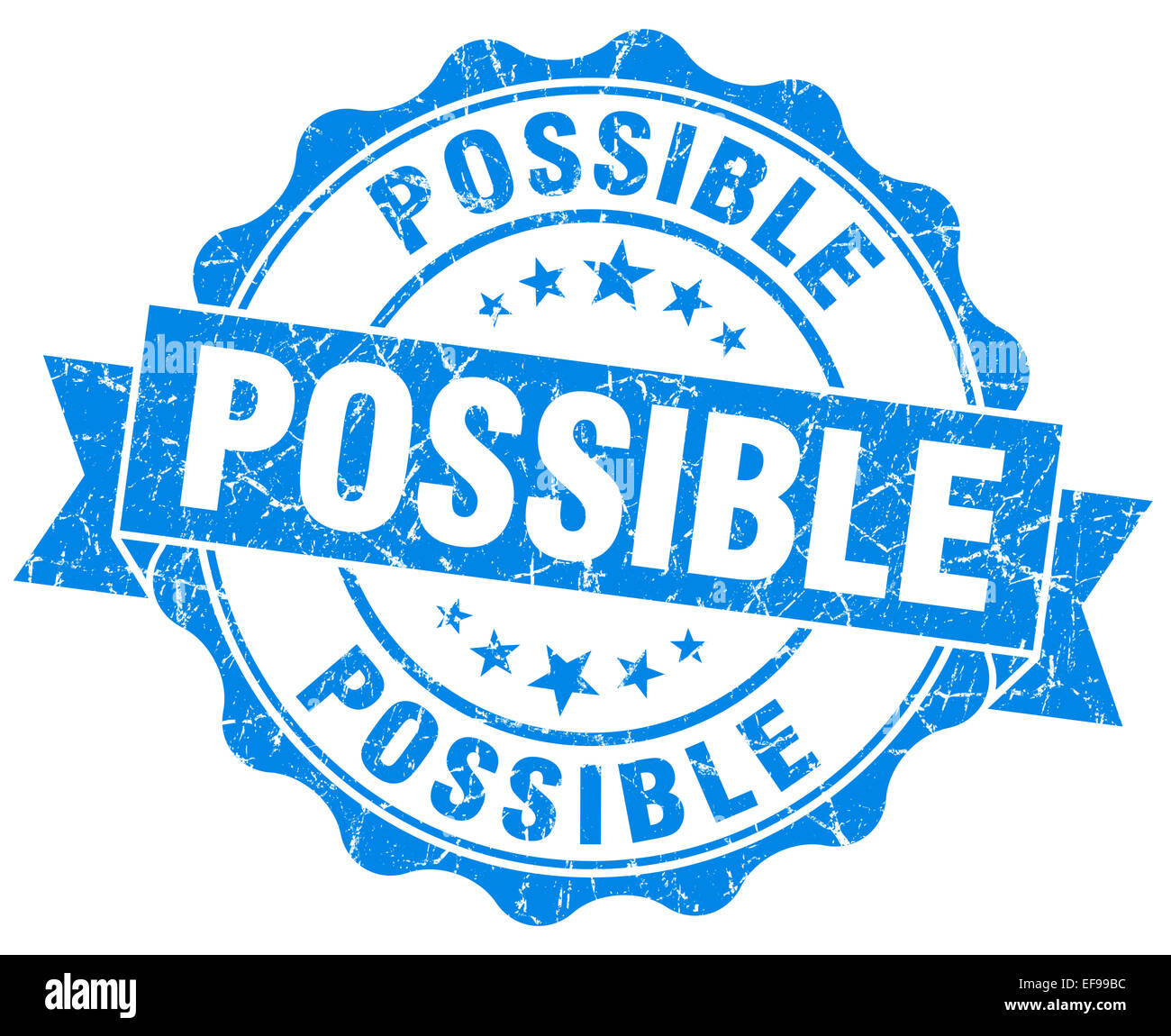 possible blue grunge seal isolated on white Stock Photo - Alamy