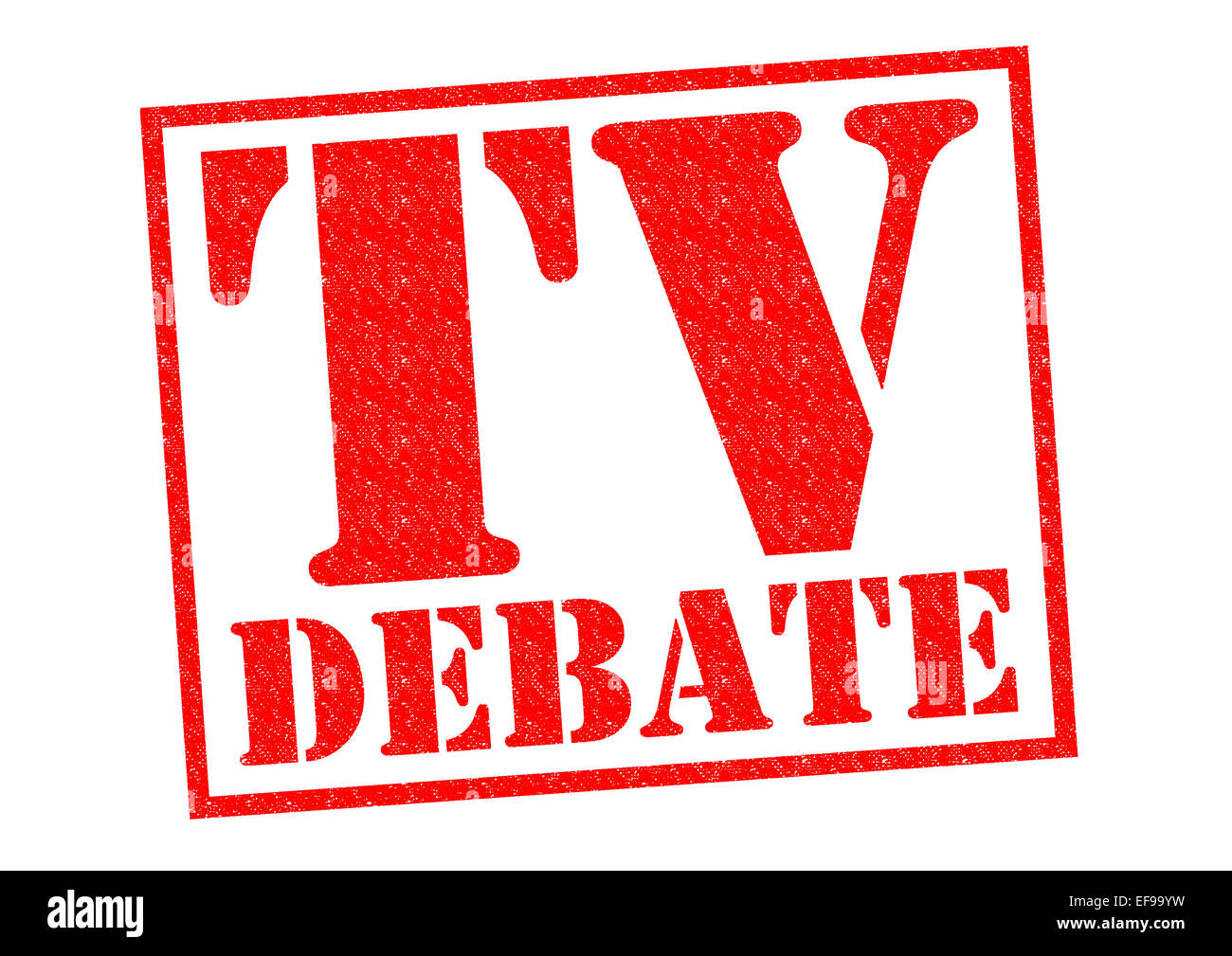 TV DEBATE red Rubber Stamp over a white background Stock Photo - Alamy