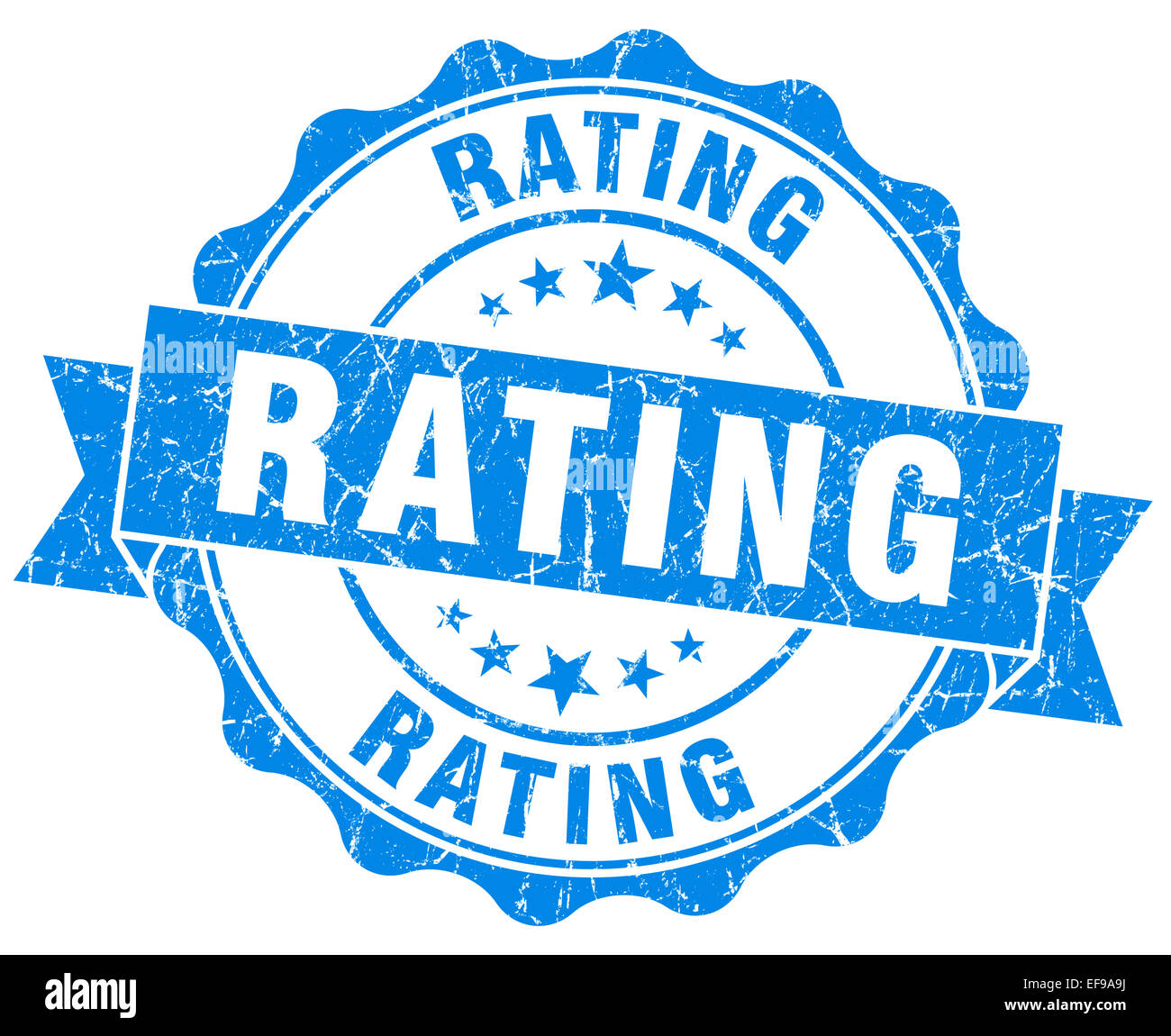 rating blue grunge seal isolated on white Stock Photo - Alamy