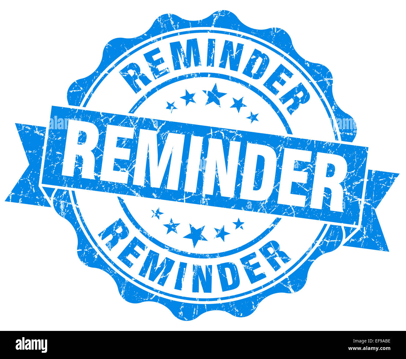 reminder blue grunge seal isolated on white Stock Photo - Alamy