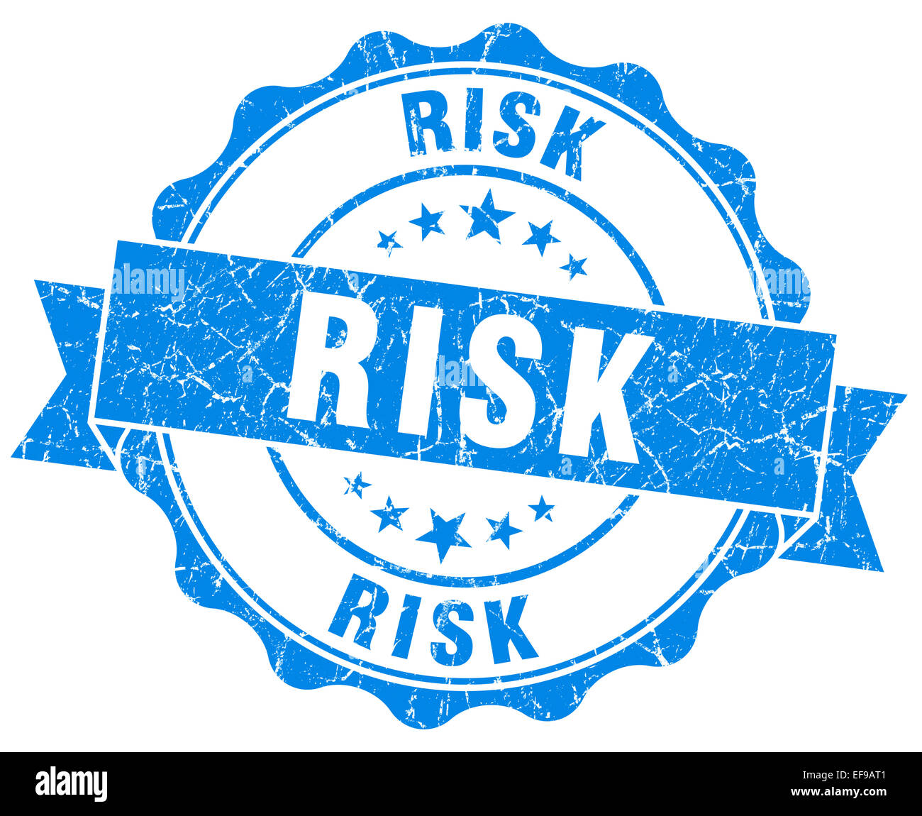 risk blue grunge seal isolated on white Stock Photo - Alamy