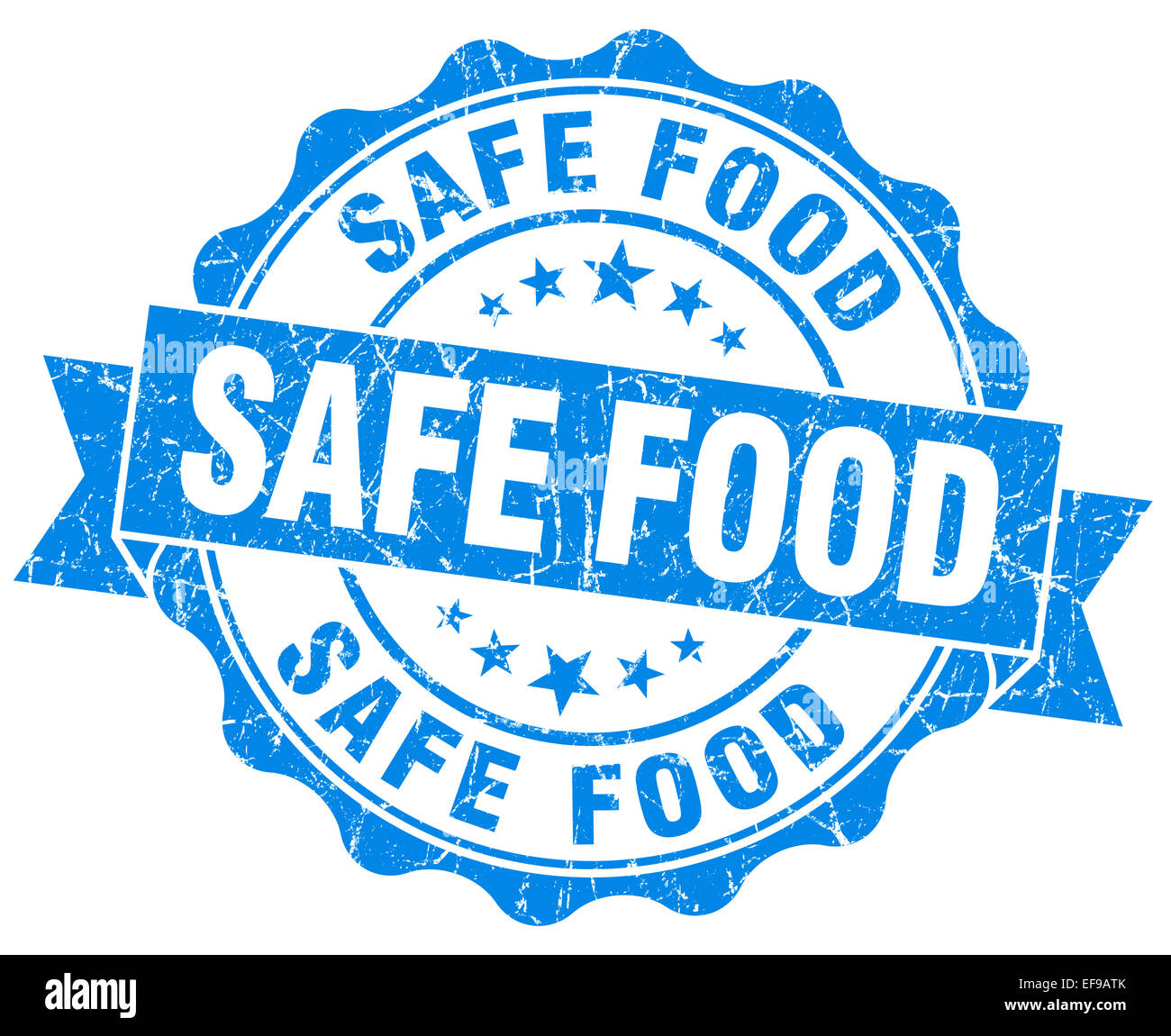 safe food blue grunge seal isolated on white Stock Photo - Alamy