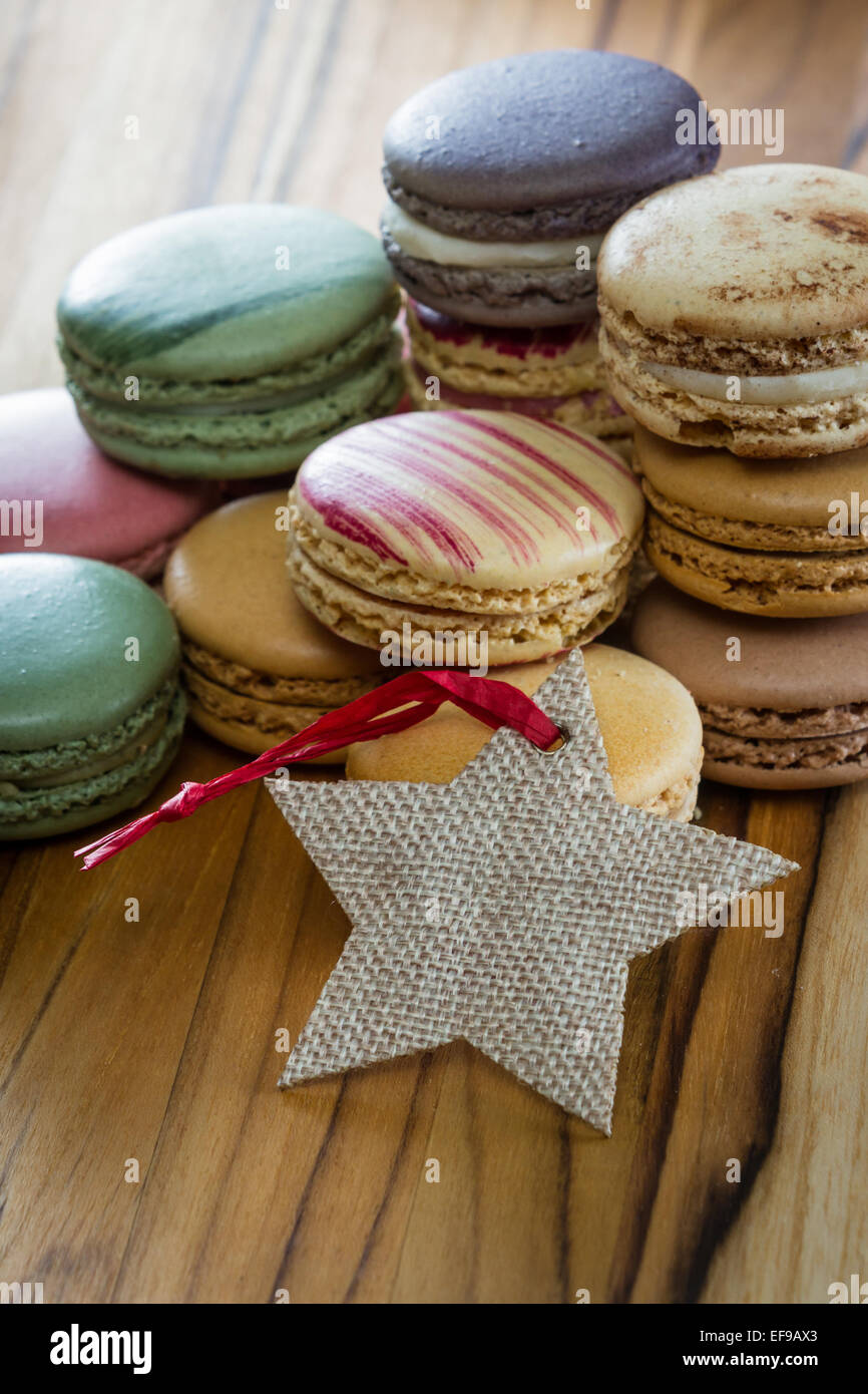 assortment of classic fresh macaroons in a variety of colors and ...