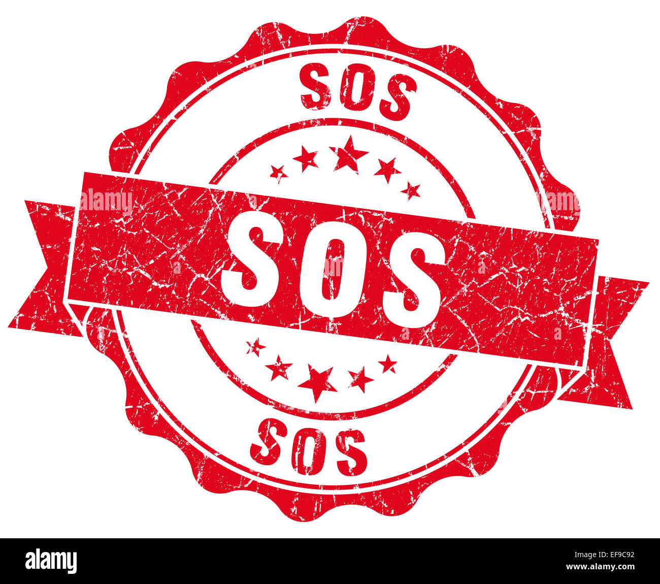 sos red grunge seal isolated on white Stock Photo - Alamy