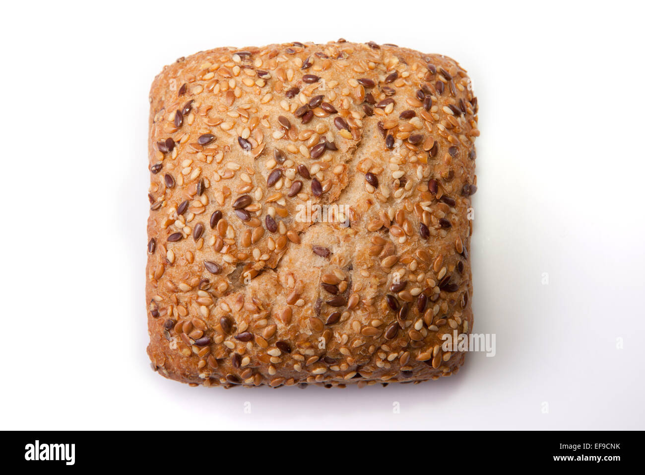 Fresh, squared wholemeal bread with sunflower seeds, sesame and others ...