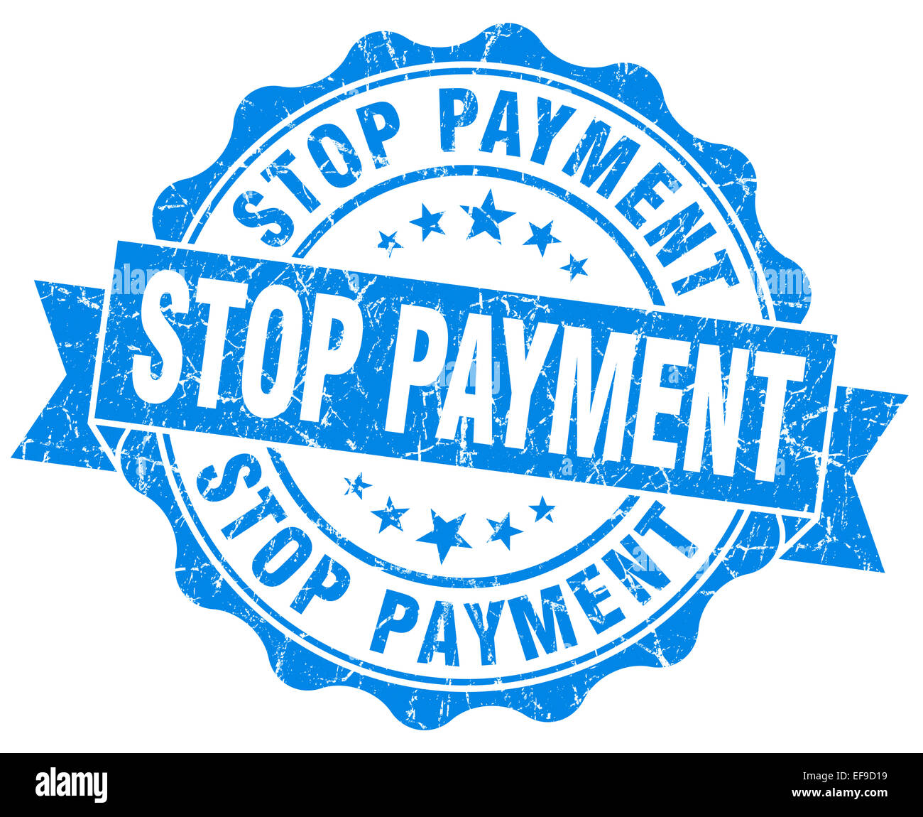 stop payment blue grunge seal isolated on white Stock Photo - Alamy