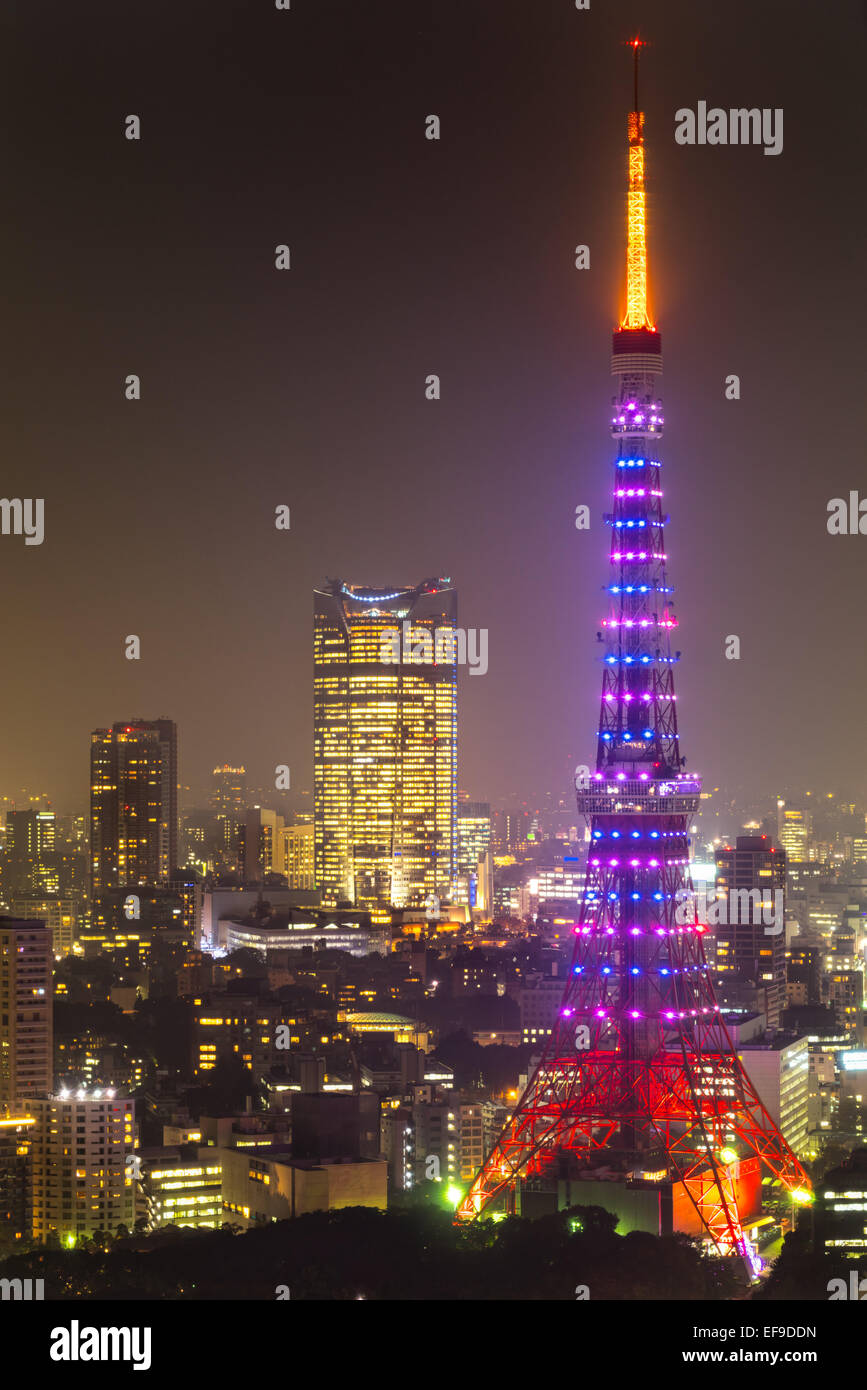 Night View of Tokyo Tower, Tokyo, Japan Stock Photo - Alamy
