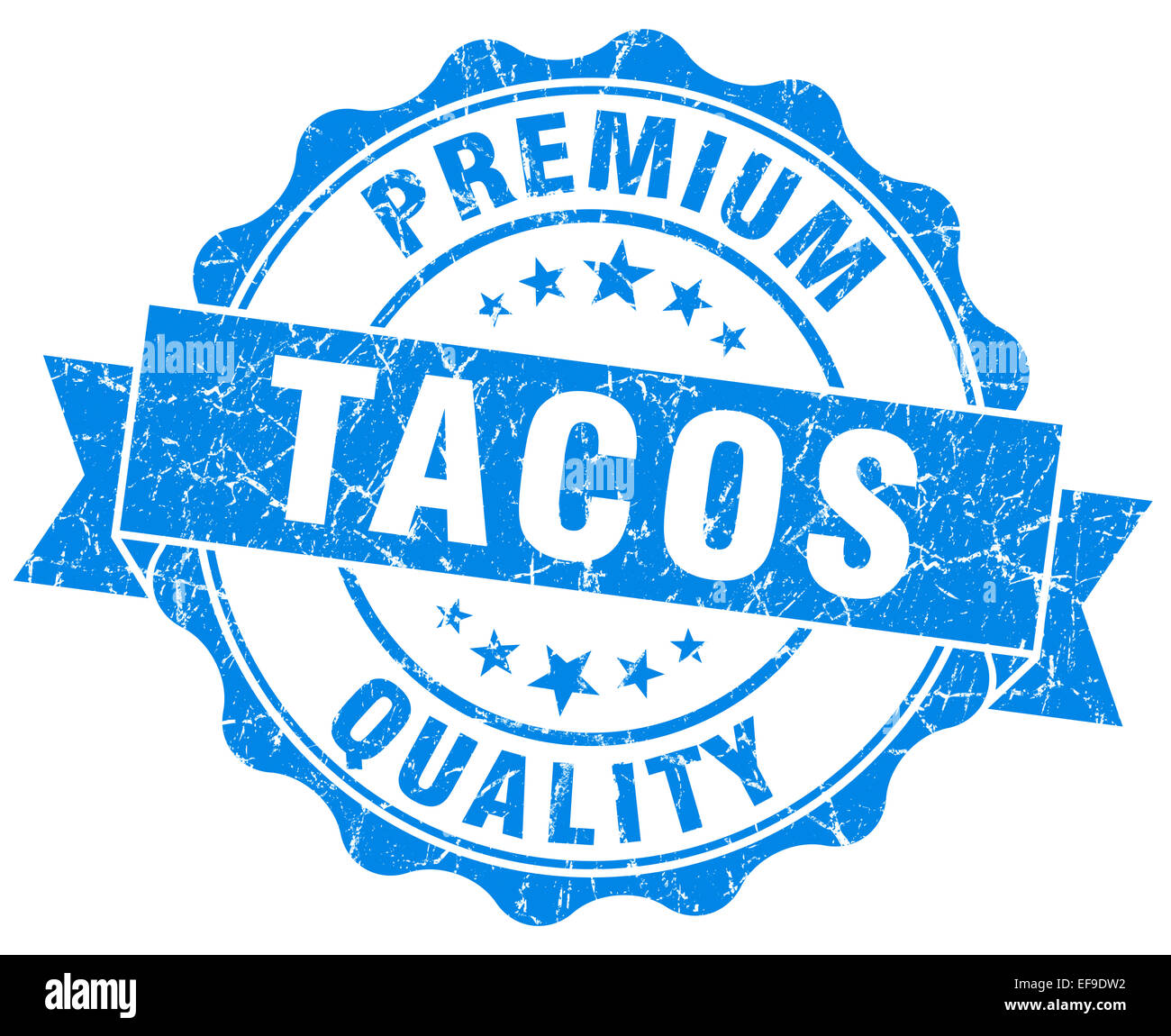 tacos blue grunge seal isolated on white Stock Photo - Alamy