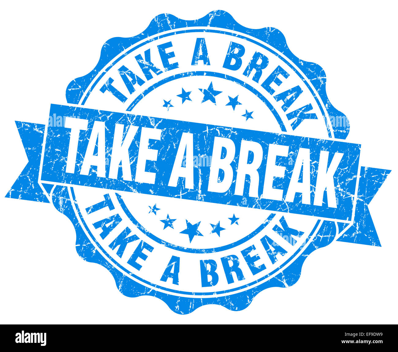 take a break blue grunge seal isolated on white Stock Photo - Alamy