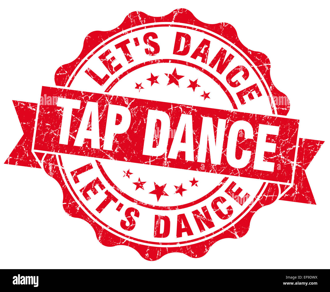 tap dance red grunge seal isolated on white Stock Photo - Alamy