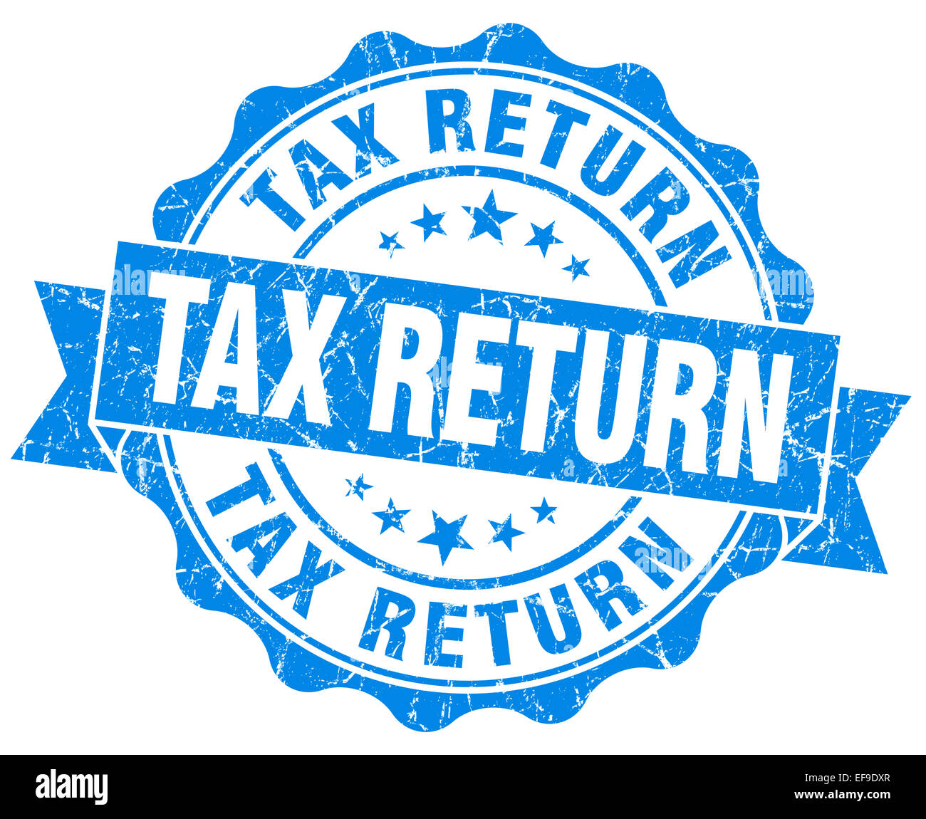 tax return blue grunge seal isolated on white Stock Photo - Alamy