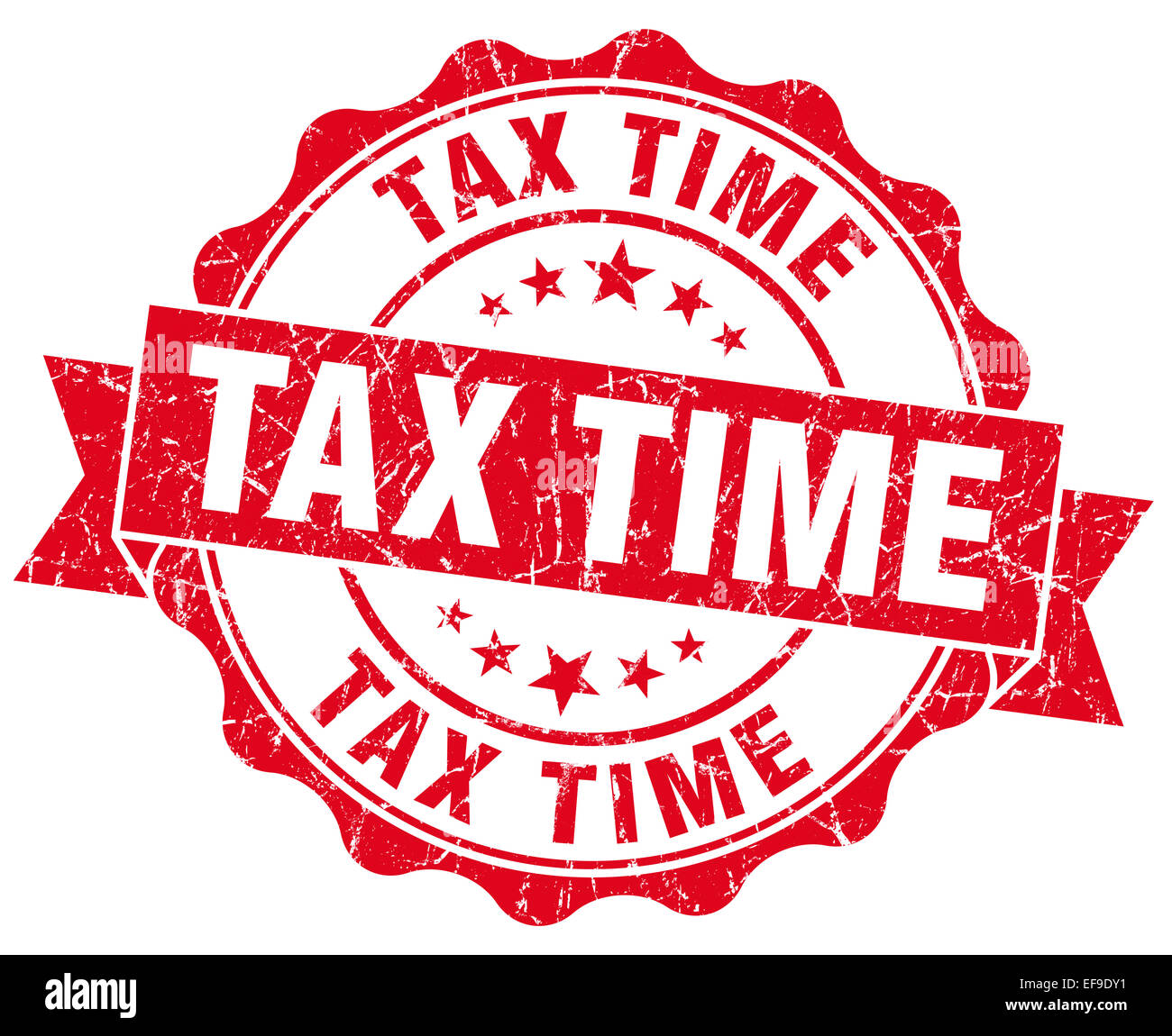 tax time red grunge seal isolated on white Stock Photo - Alamy