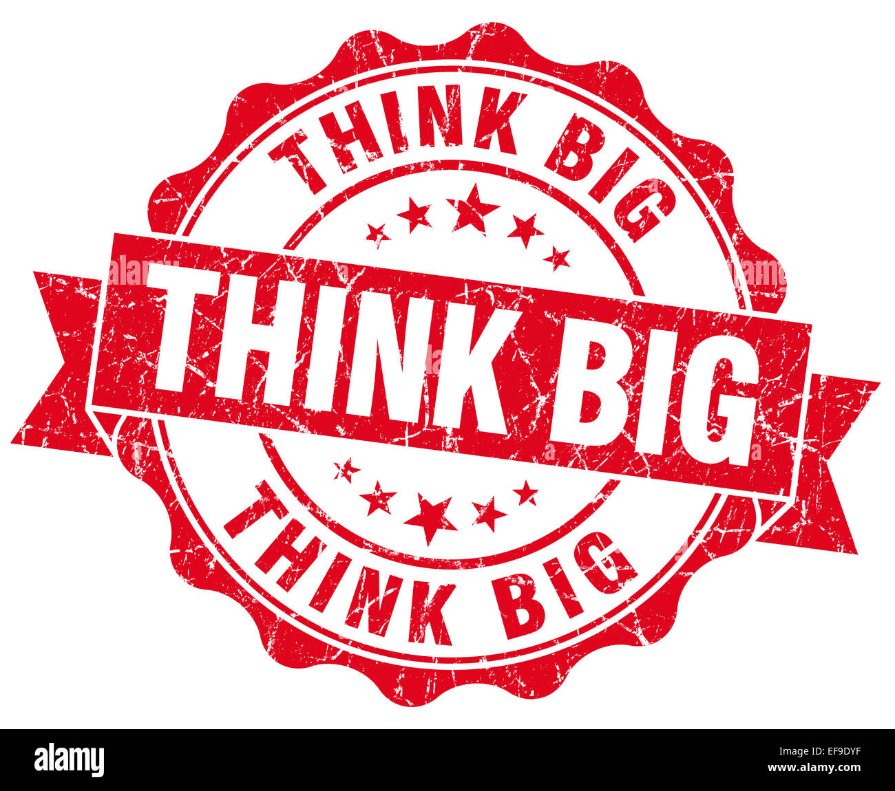 think big red grunge seal isolated on white Stock Photo - Alamy