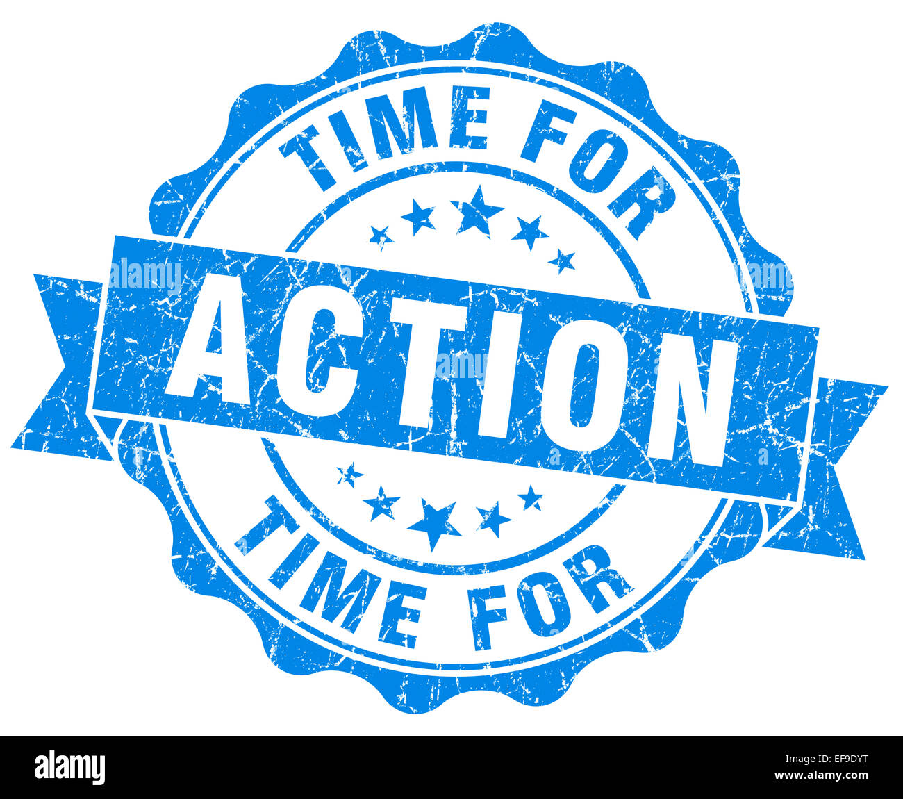 time for action blue grunge seal isolated on white Stock Photo - Alamy