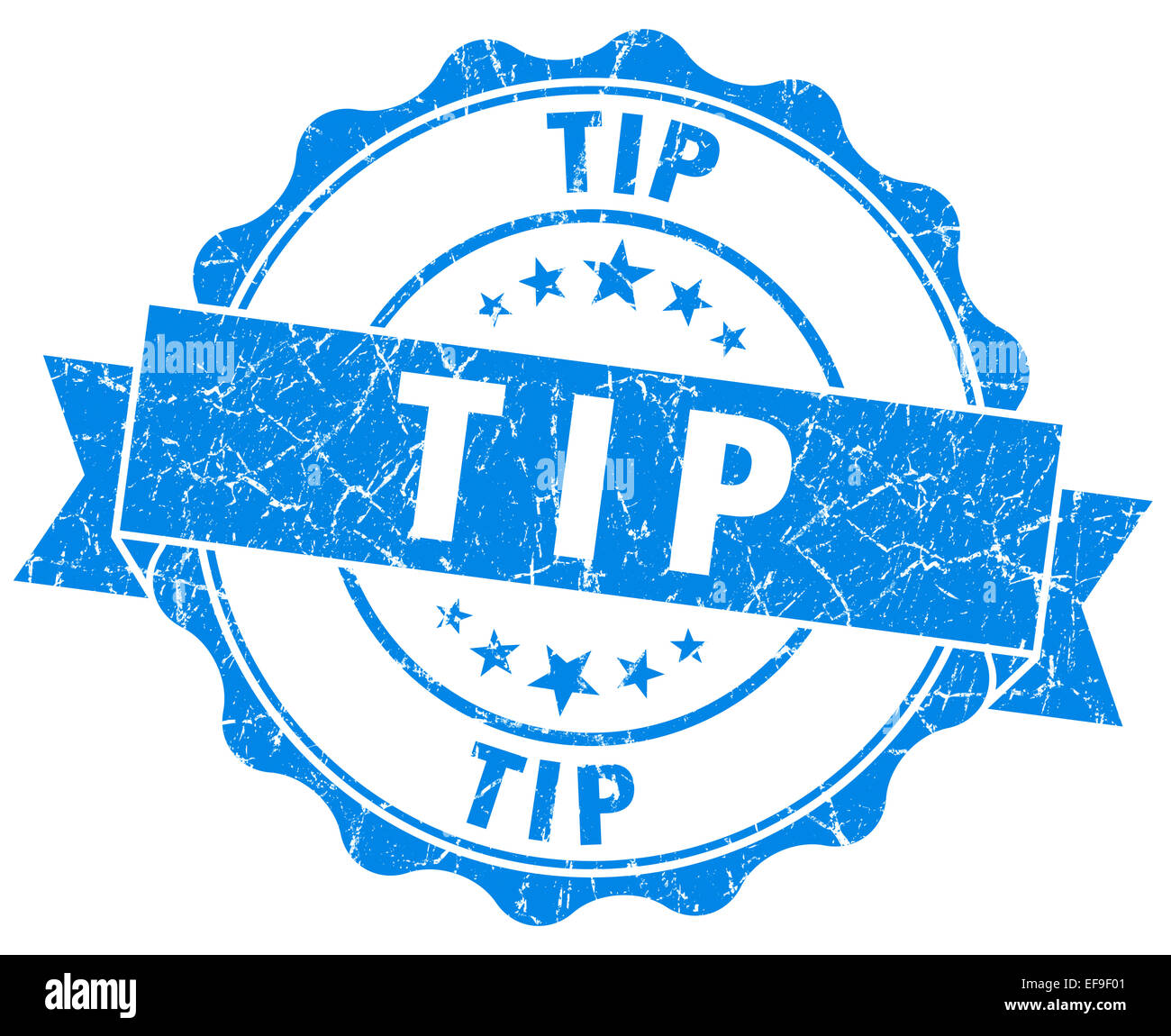 tip blue grunge seal isolated on white Stock Photo - Alamy