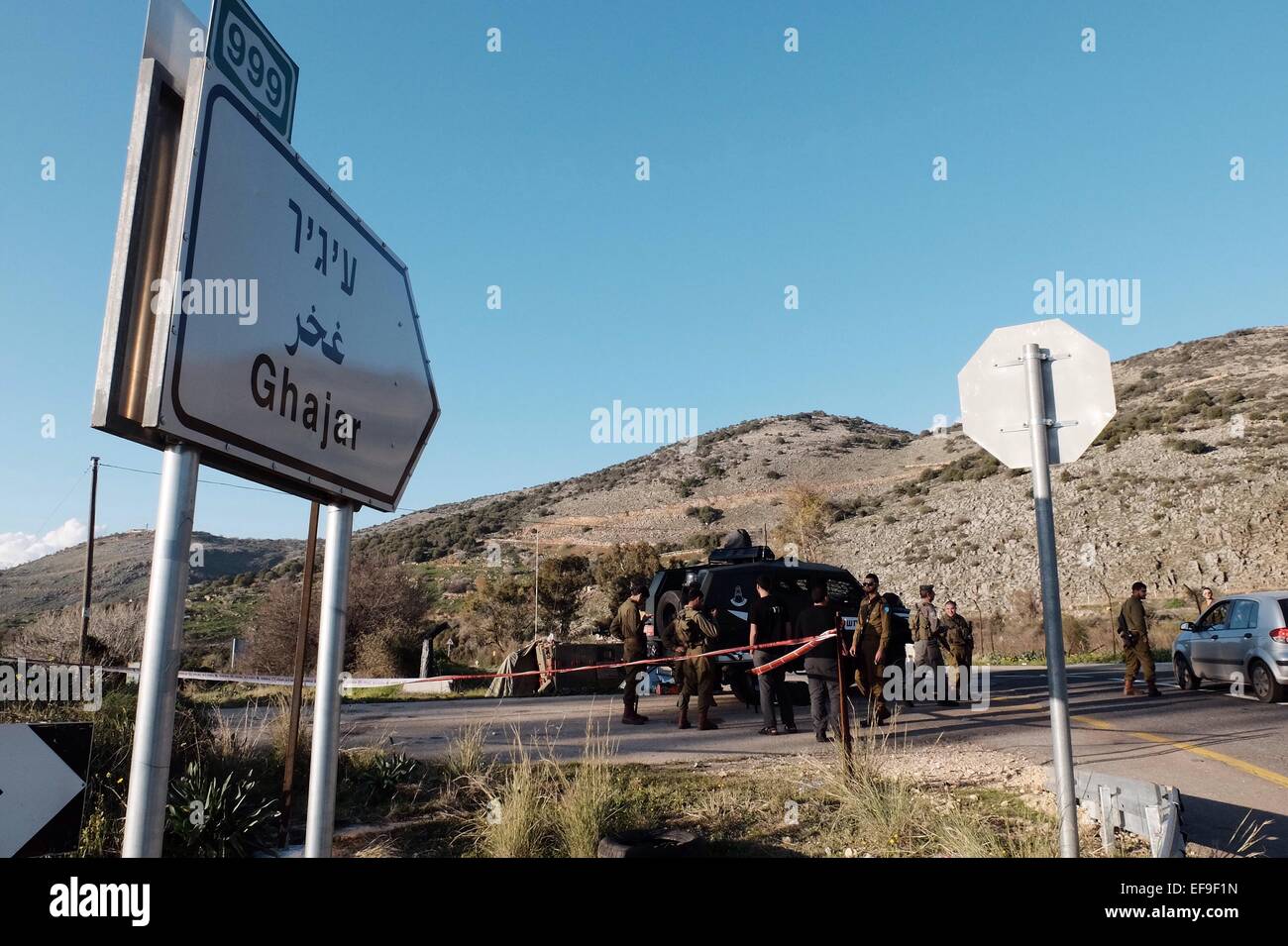 Israel. 29th Jan, 2015. Israel Border Police close off the road leading ...