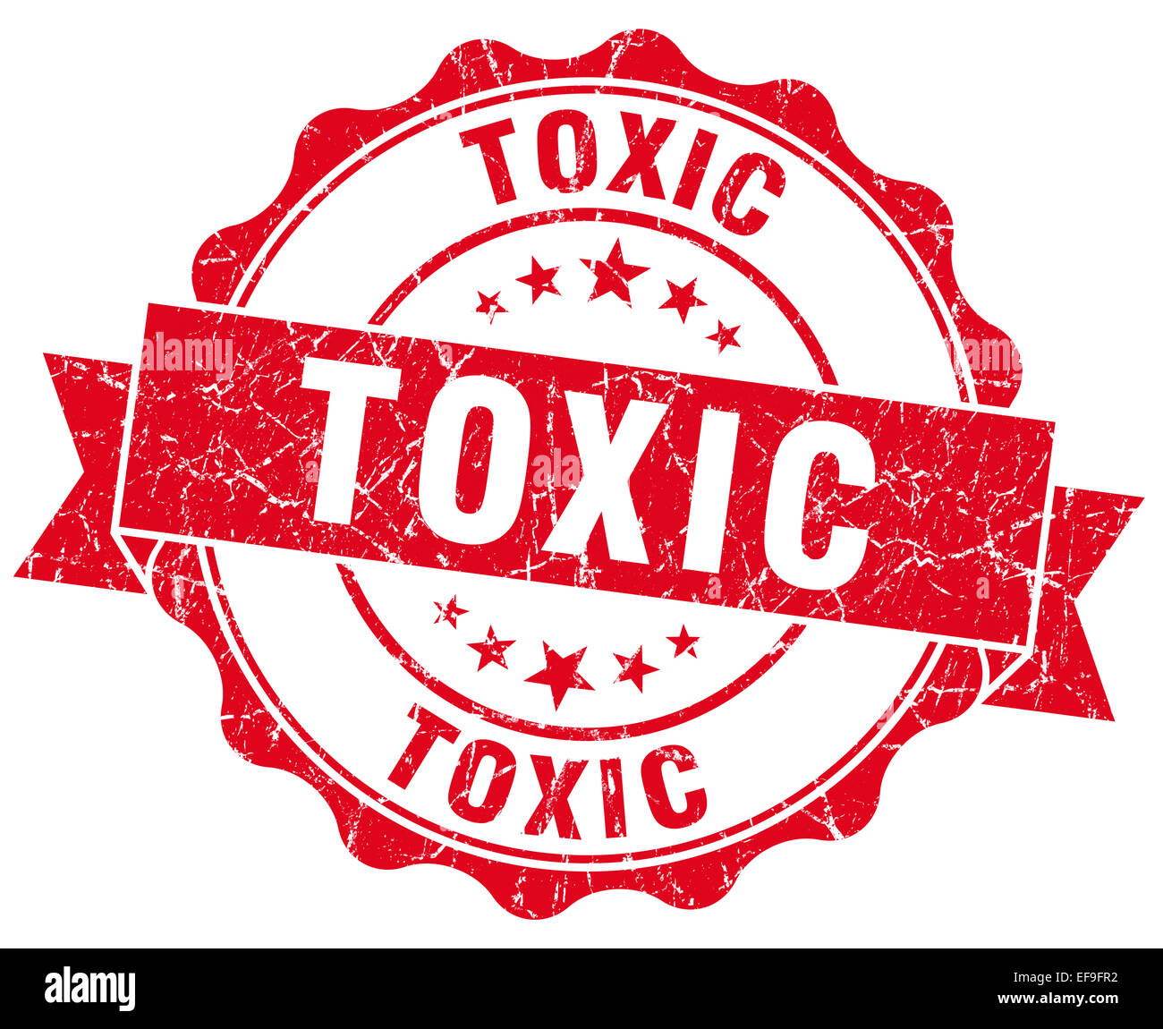 toxic red grunge seal isolated on white Stock Photo - Alamy