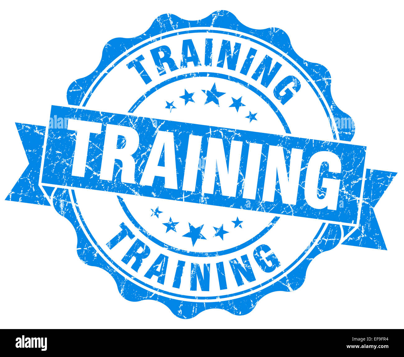 training blue grunge seal isolated on white Stock Photo - Alamy