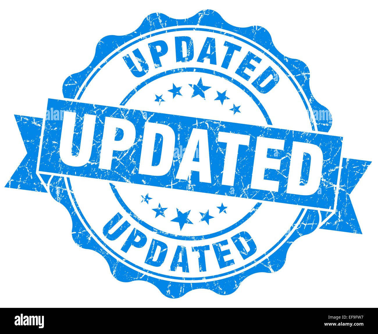 updated blue grunge seal isolated on white Stock Photo - Alamy