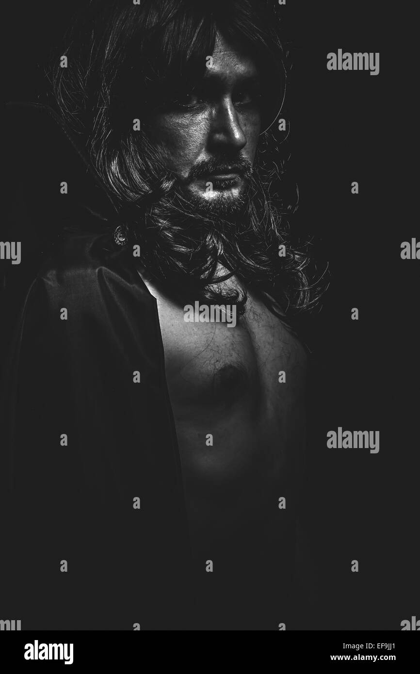 Vampire, Male model, evil, blind, fallen angel of death Stock Photo - Alamy