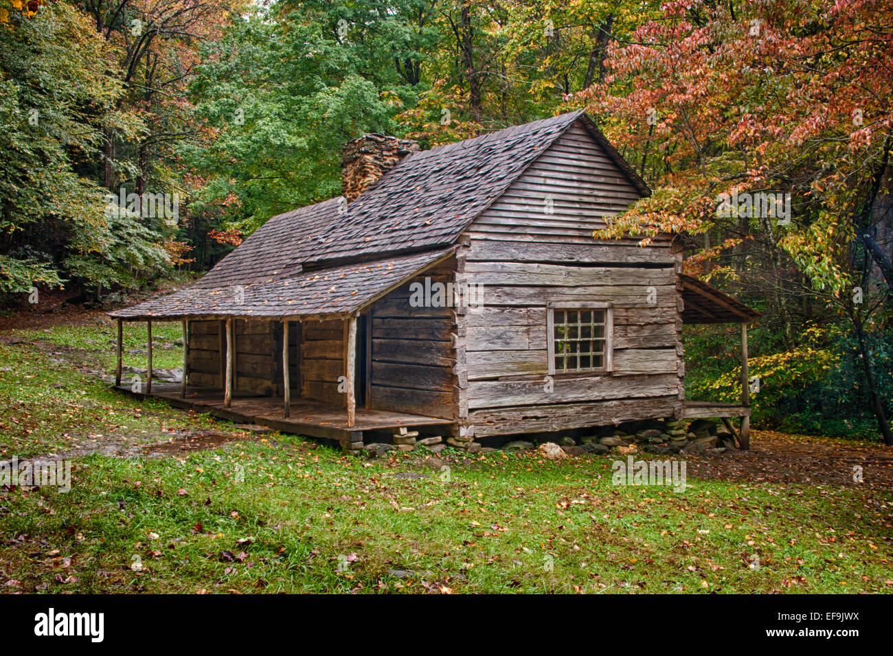 Cabin in Autumn Stock Photo - Alamy