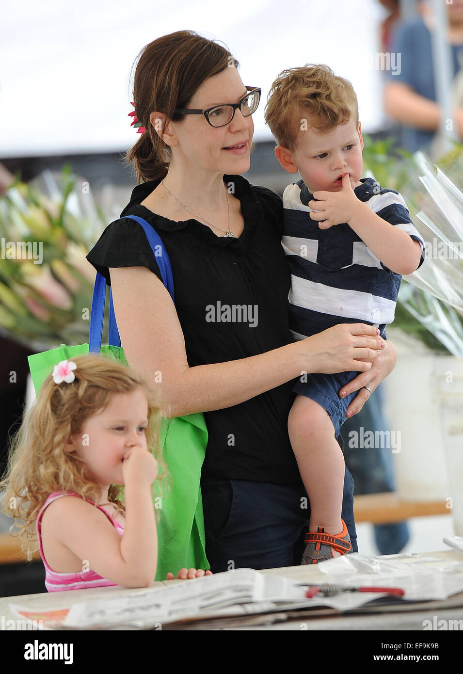 Lisa Loeb takes her children to the Farmer's Market Featuring: Lisa ...