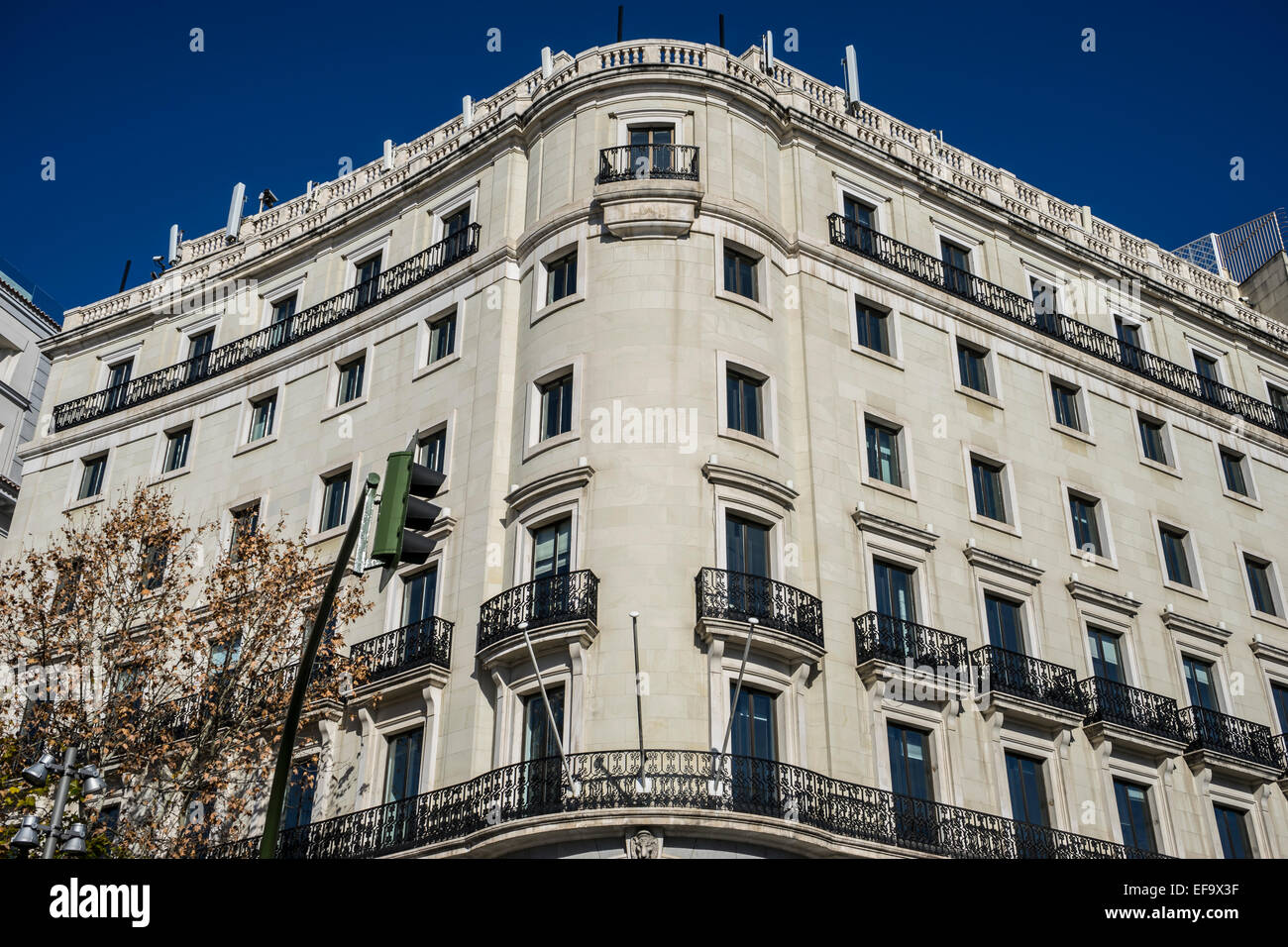 facades of typical architecture of the capital of Spain, Madrid Stock ...